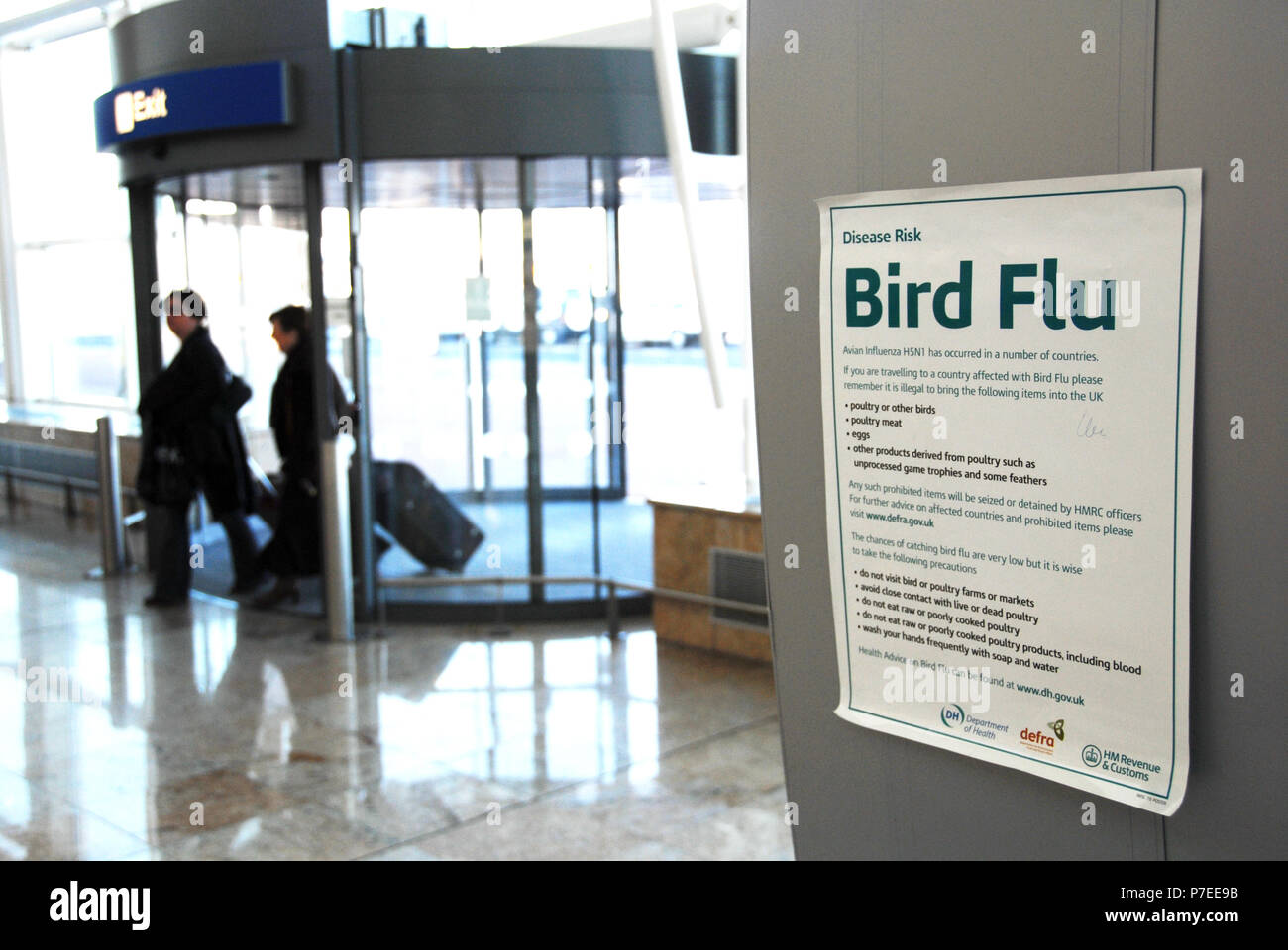 Warning of Bird Flu signs at Doncaster Sheffield Airport Stock Photo ...