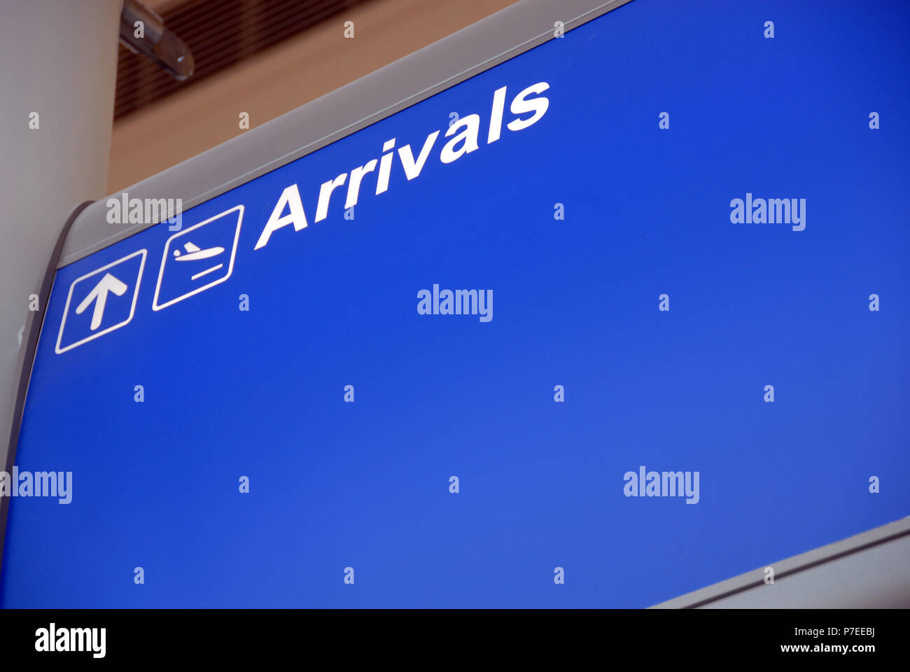 Blue Arrivals sign in the new section at the Doncaster Sheffield ...