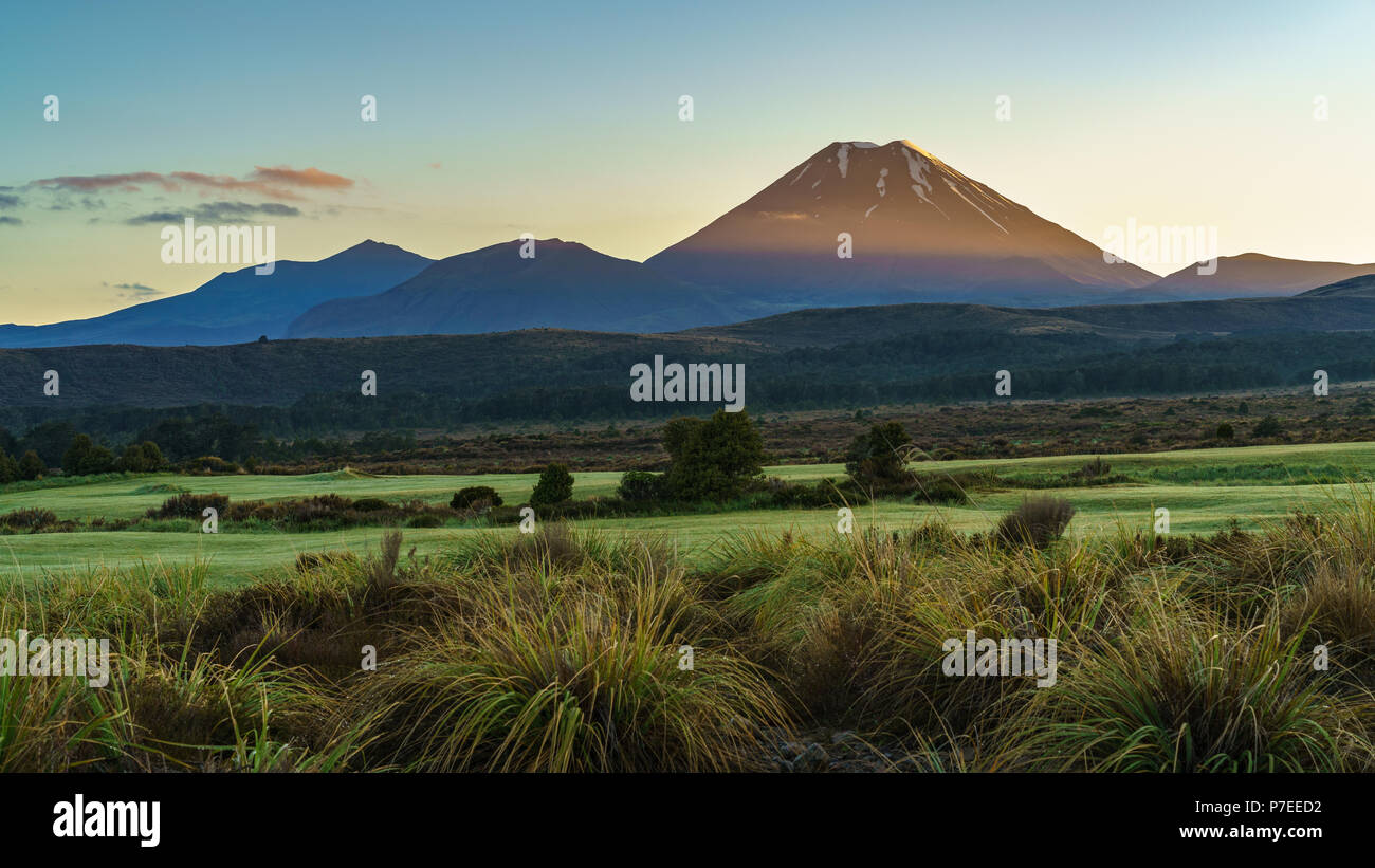 Lord of the rings Cone volcano at sunrise,Mount Ngauruhoe,New Zealand ...
