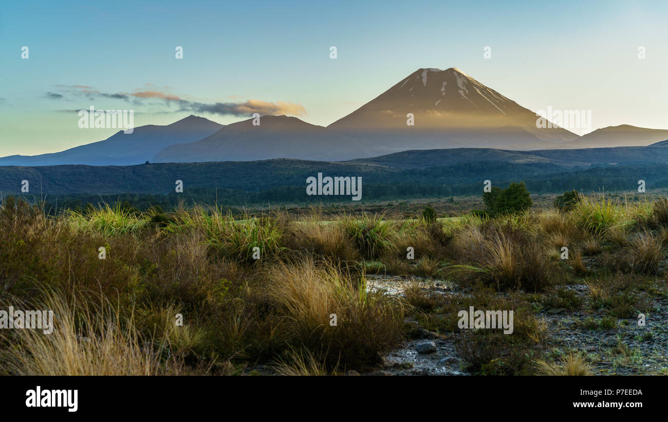 Lord of the rings Cone volcano at sunrise,Mount Ngauruhoe,New Zealand ...