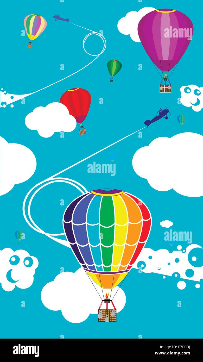 Flight balloon in blue Stock Vector Images - Alamy