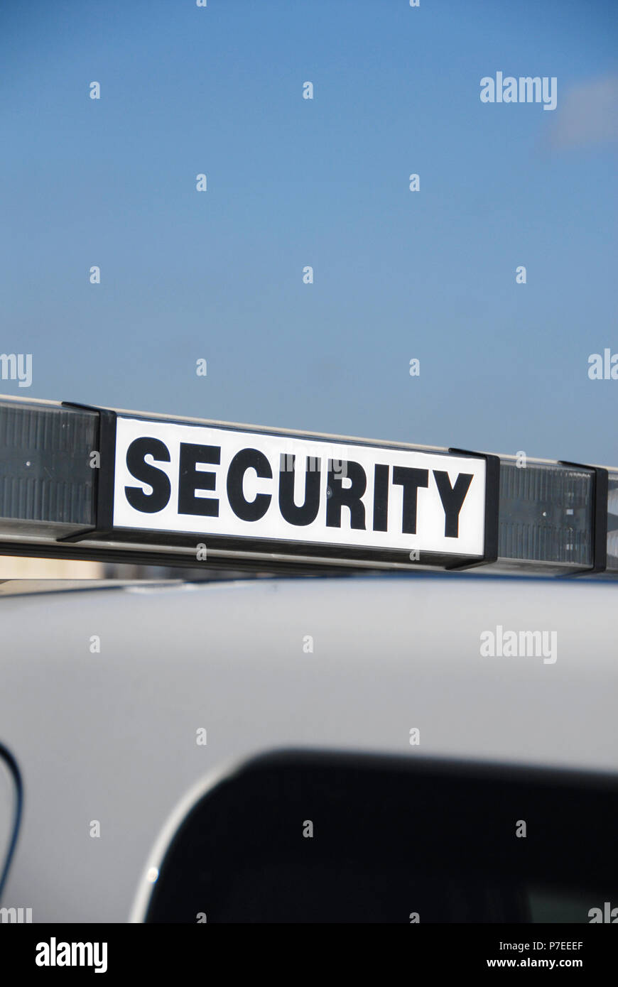 Top of Security truck cab with security sign and lights at Doncaster ...
