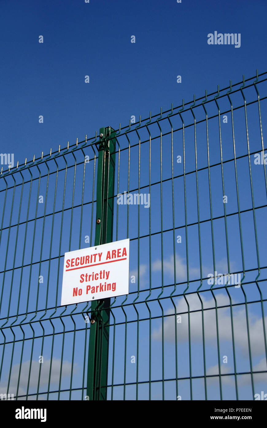 Security perimeter fence and warning sign at Doncaster Sheffield ...