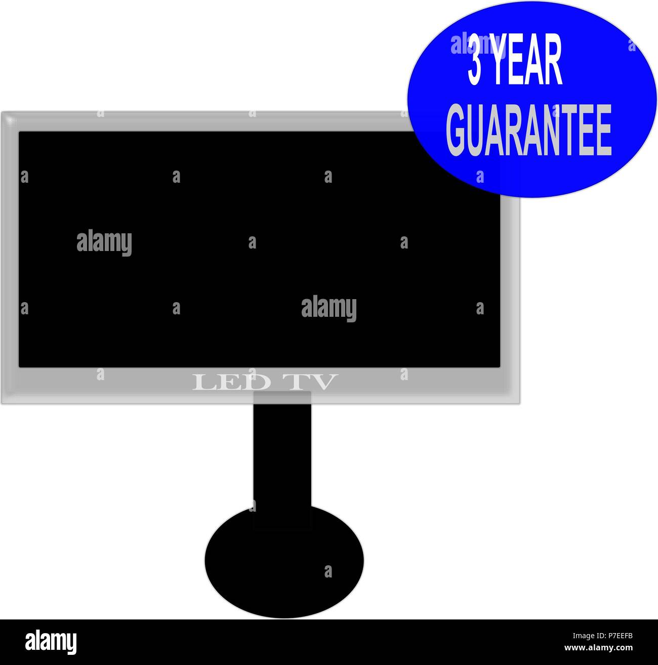 An illustration of a TV with a 5 year guarantee Stock Photo - Alamy