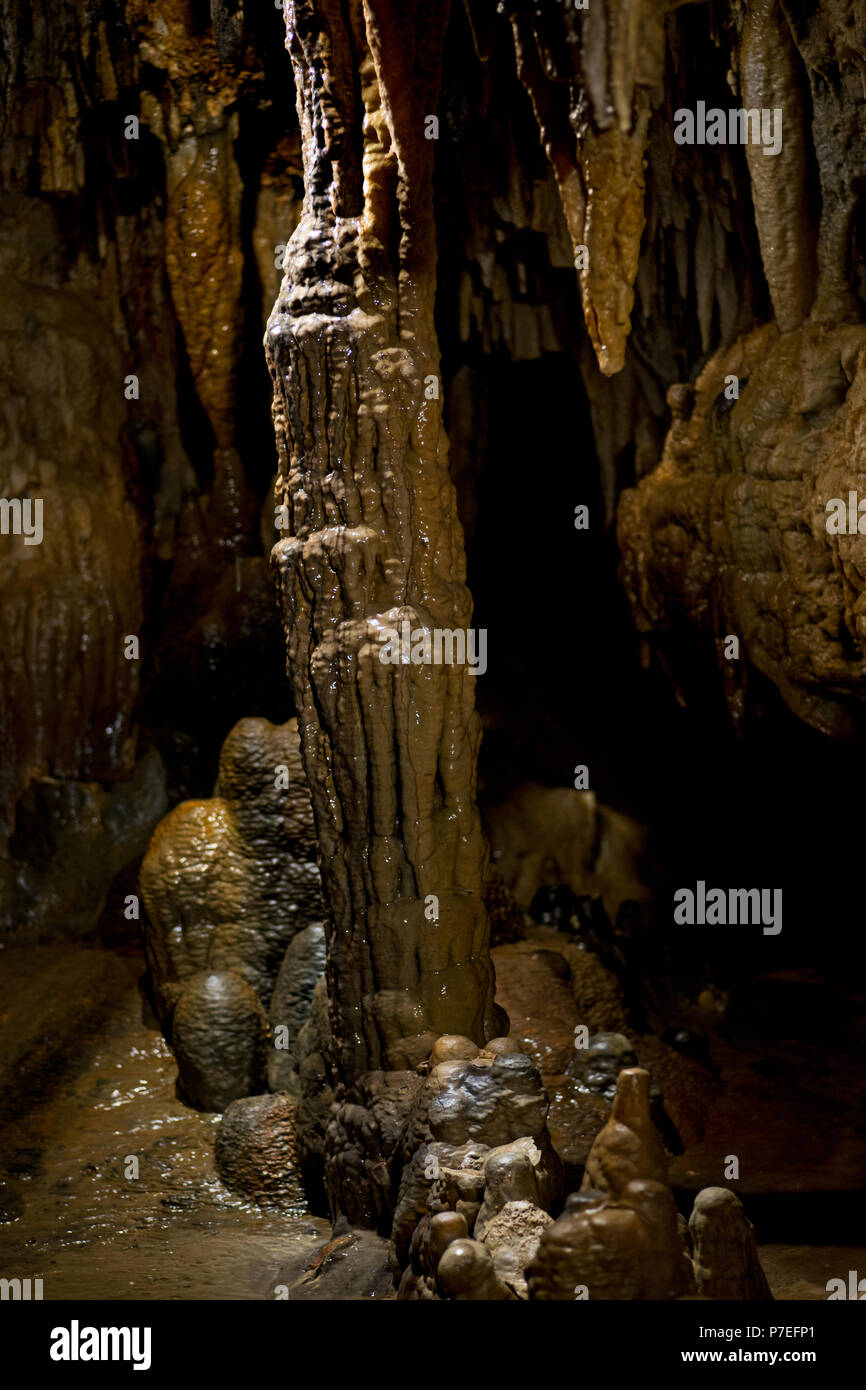 Stalactites and stalagmites inside natural limestone cave. Natural ...