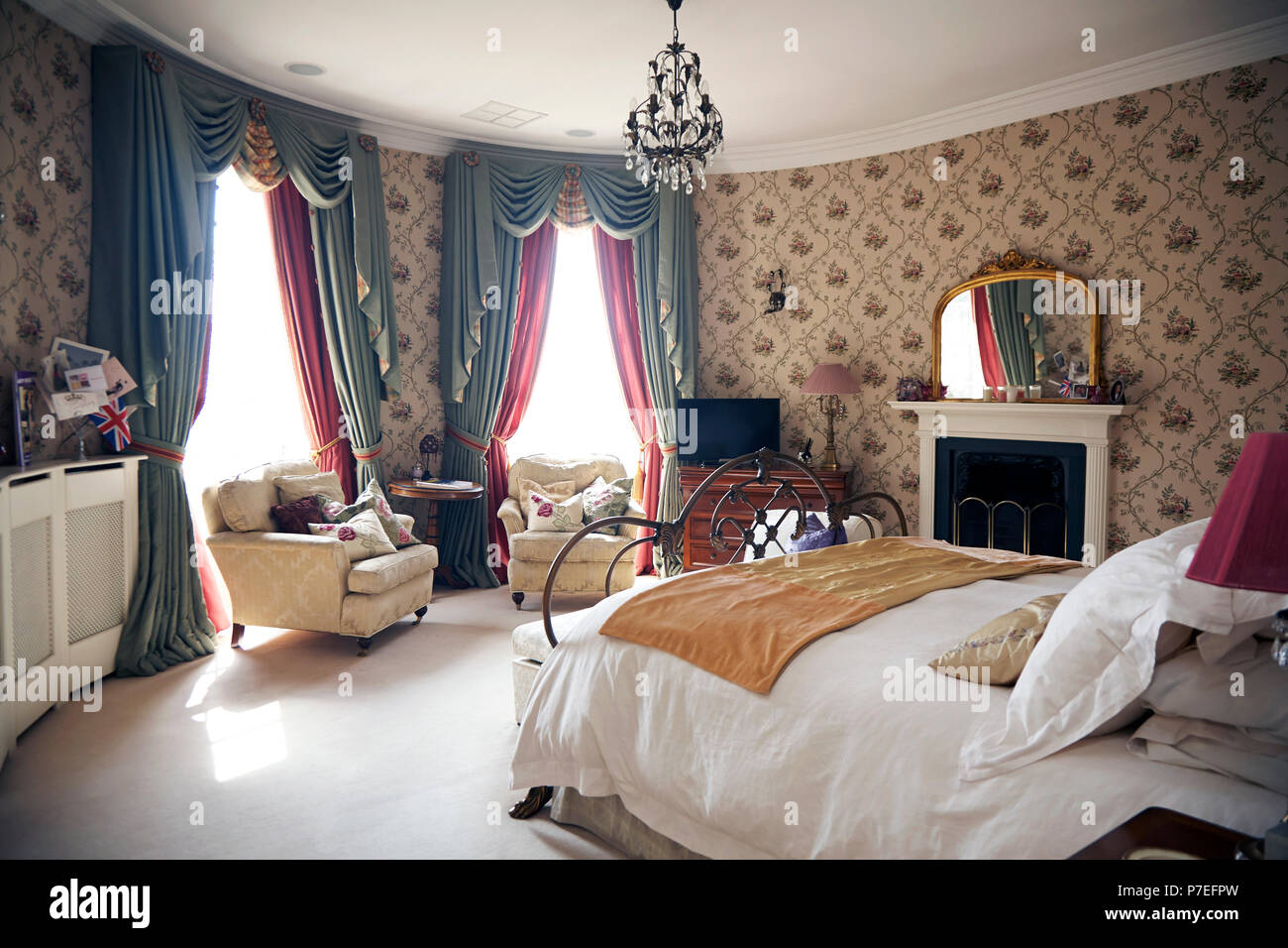Classic luxury bedroom in a privately owned beautiful country manor ...