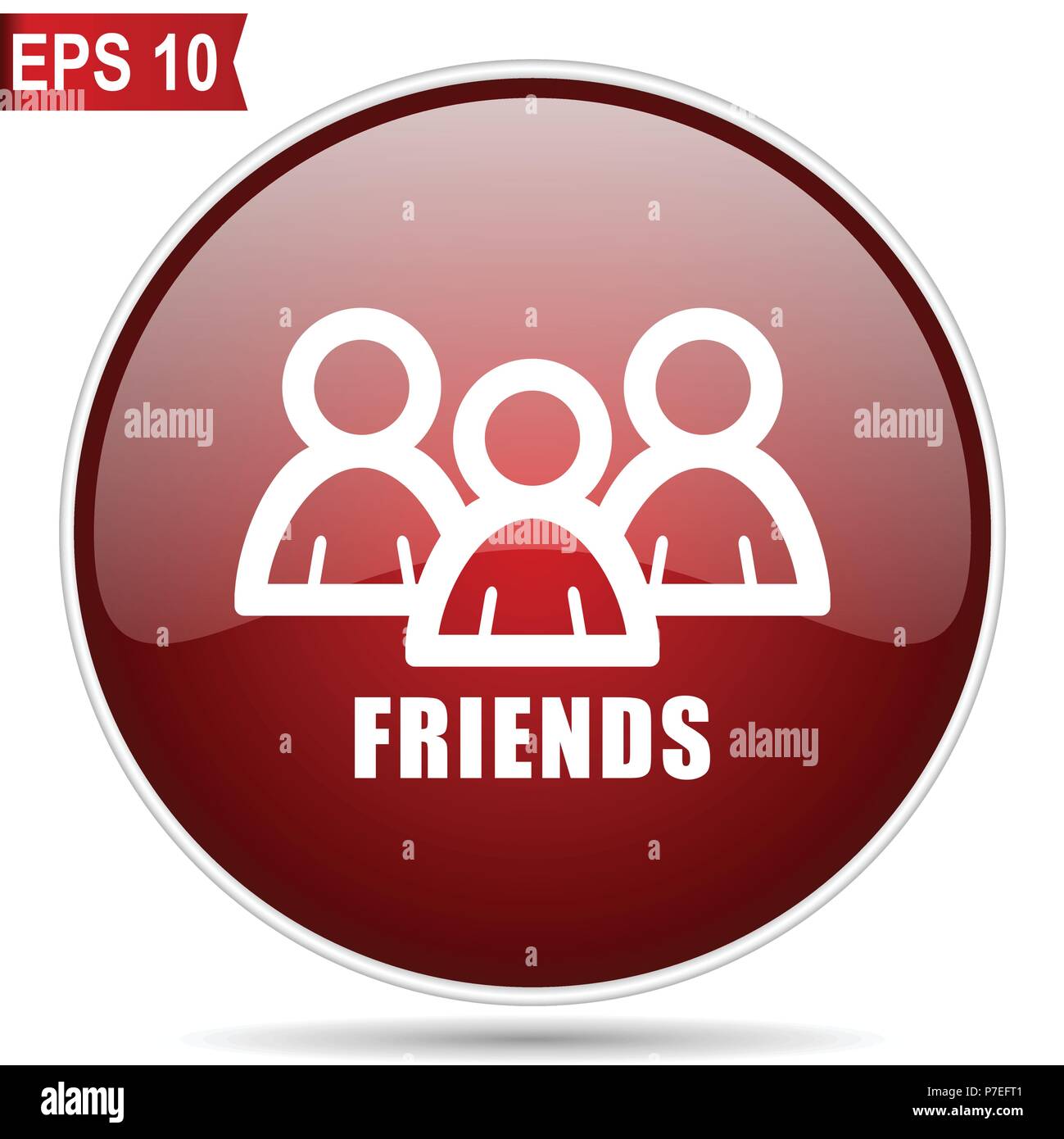 Friends cherry red glossy round web vector icon. Editable simple circle ...