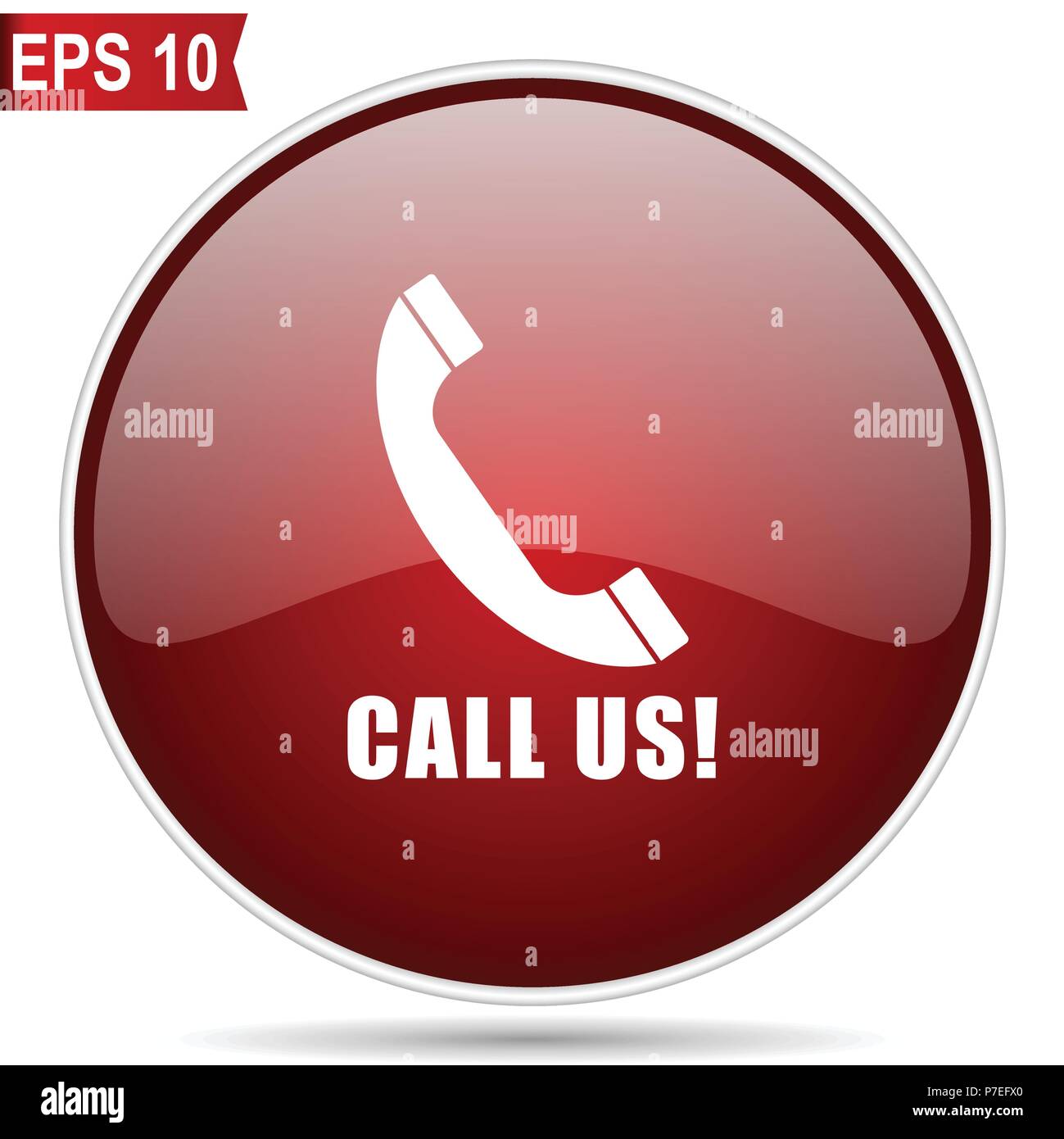 Call us cherry red glossy round web vector icon. Editable simple circle ...