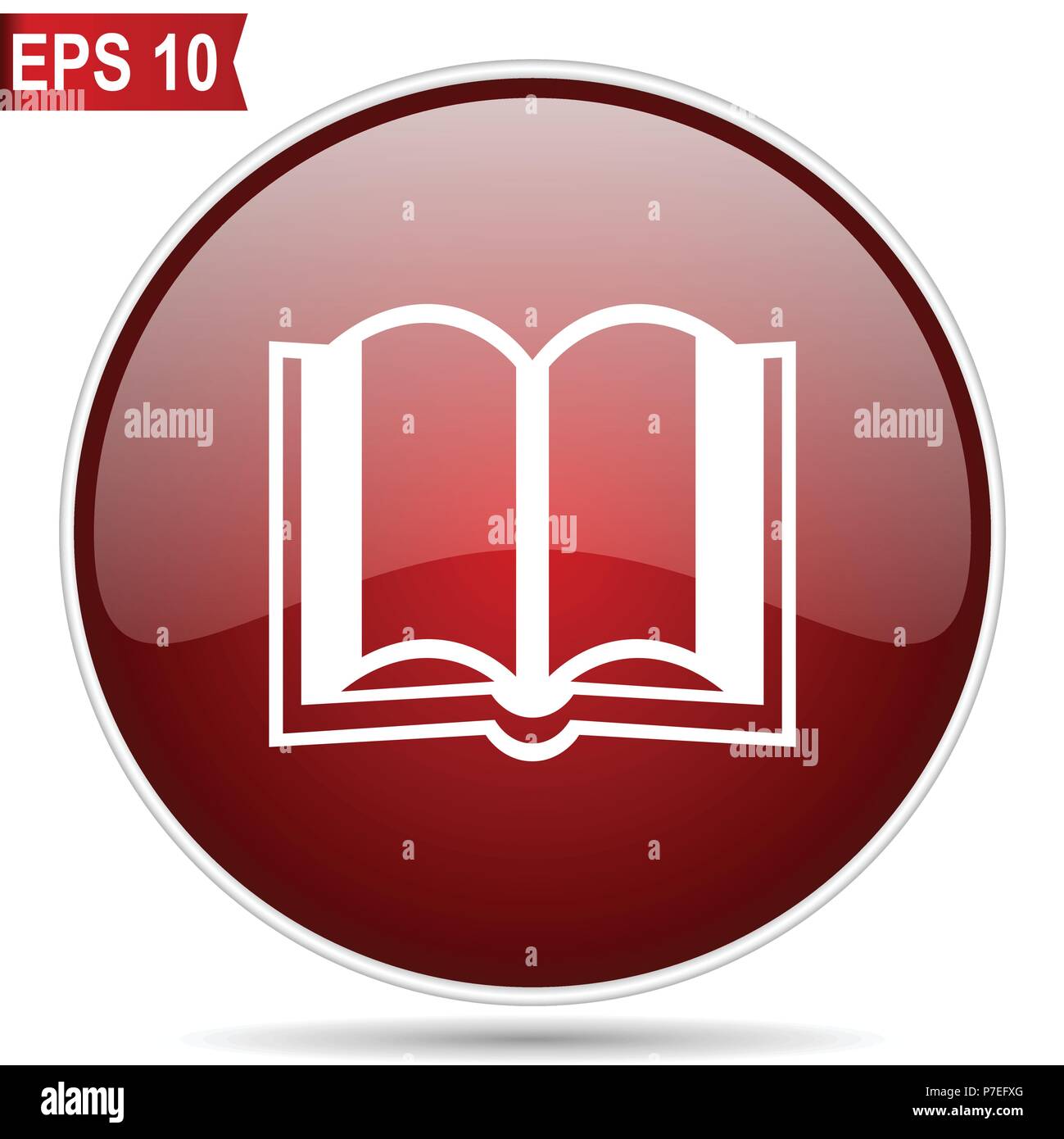 Book cherry red glossy round web vector icon. Editable simple circle ...