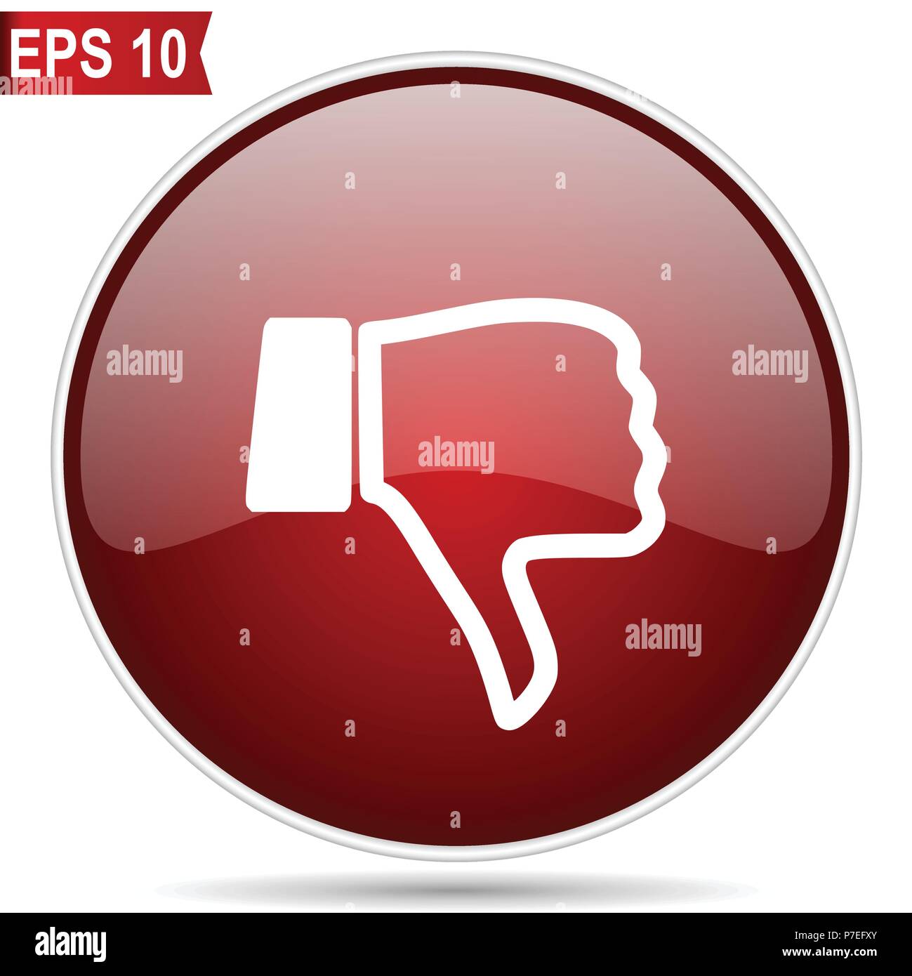 Dislike cherry red glossy round web vector icon. Editable simple circle ...