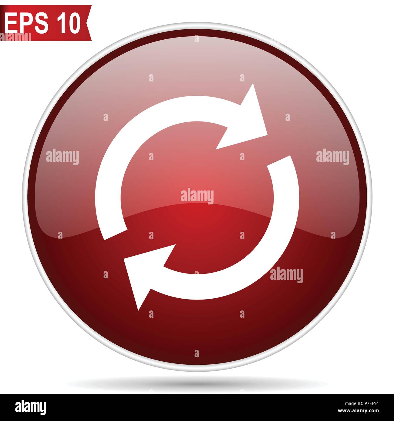 Reload cherry red glossy round web vector icon. Editable simple circle ...