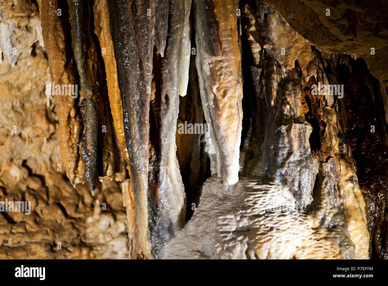 Stalactites inside Cave of the Mounds, a natural limestone cave located ...