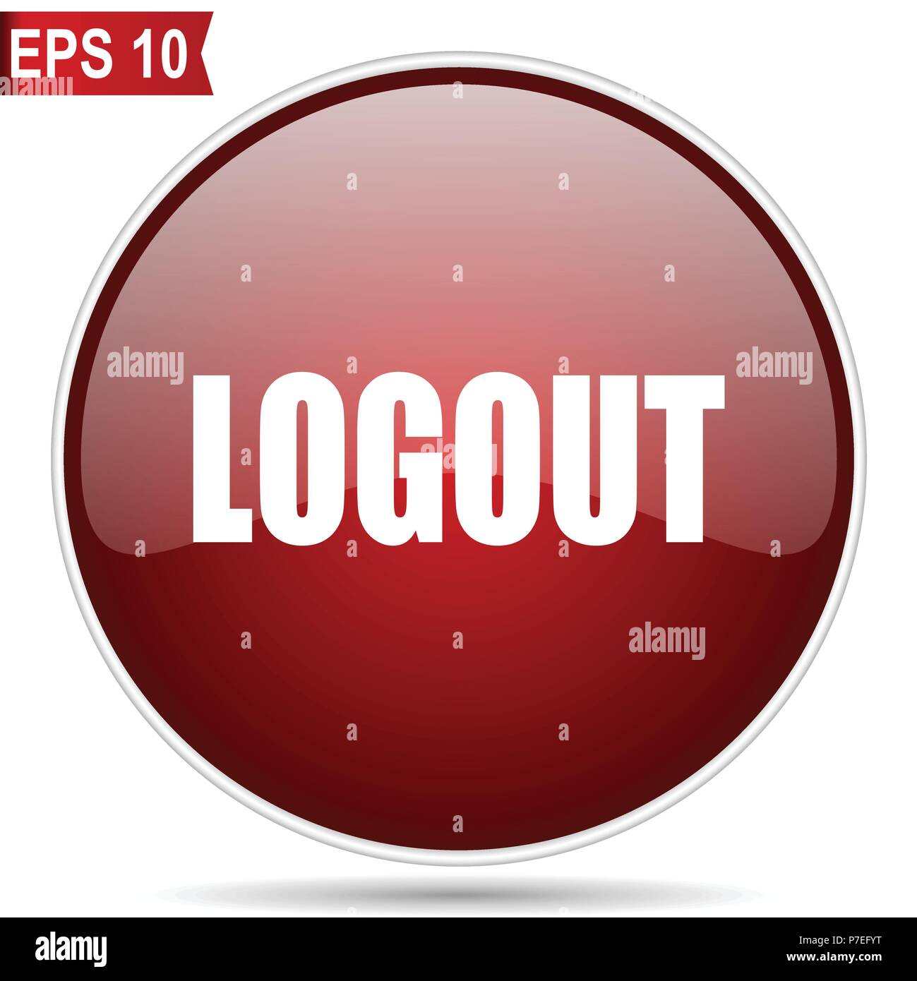 Logout cherry red glossy round web vector icon. Editable simple circle ...