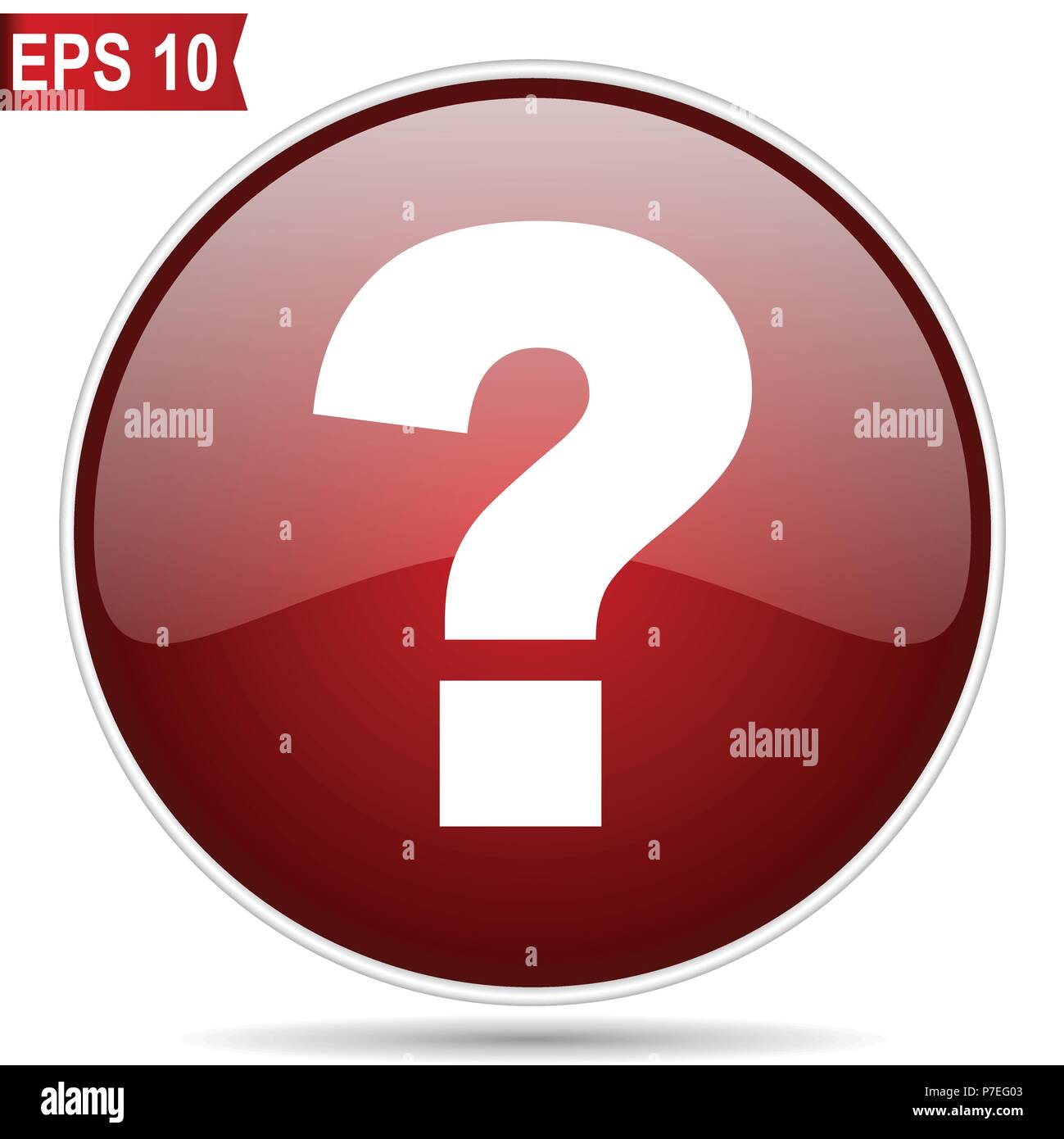 Question mark cherry red glossy round web vector icon. Editable simple ...