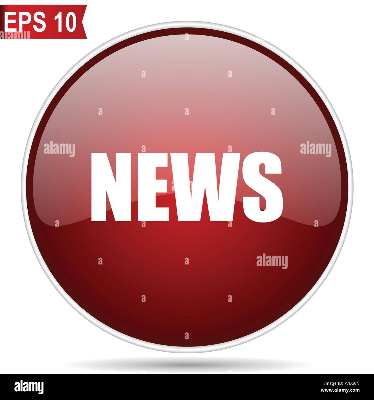 News cherry red glossy round web vector icon. Editable simple circle ...