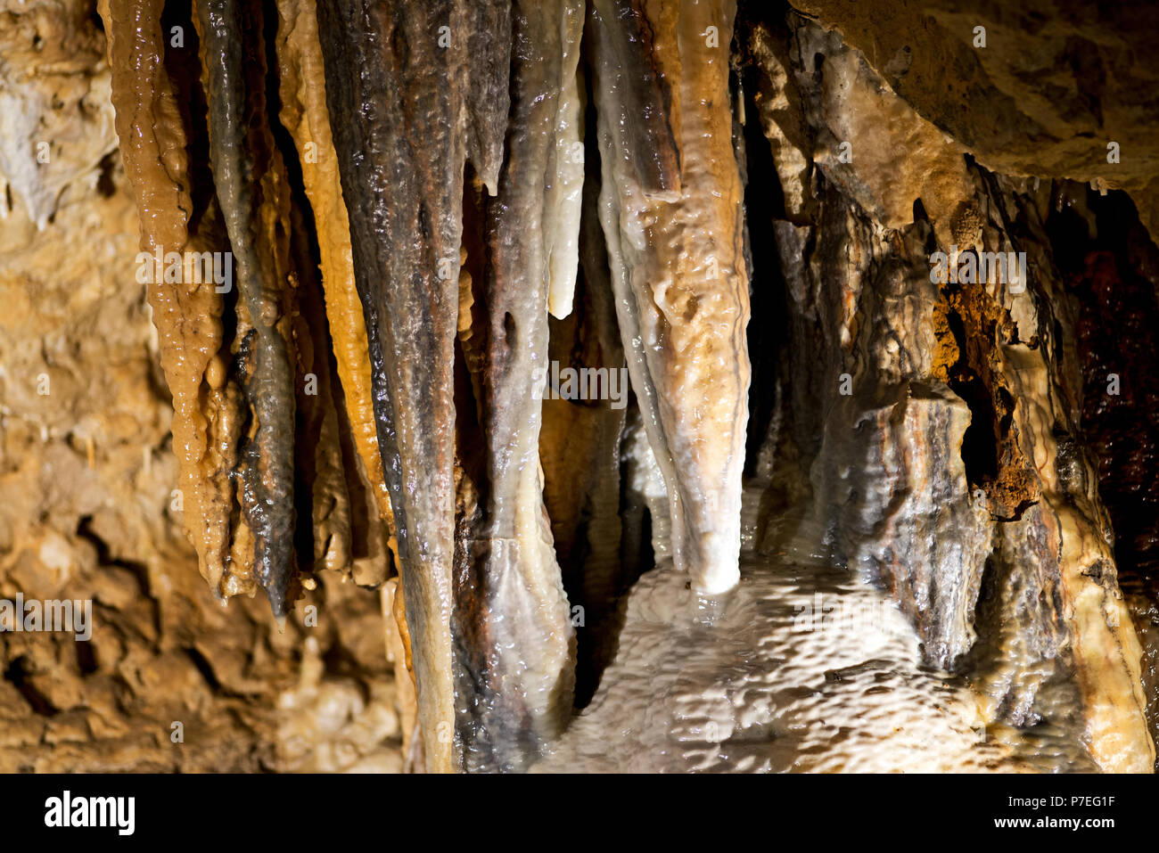 Stalactites inside Cave of the Mounds, a natural limestone cave located ...