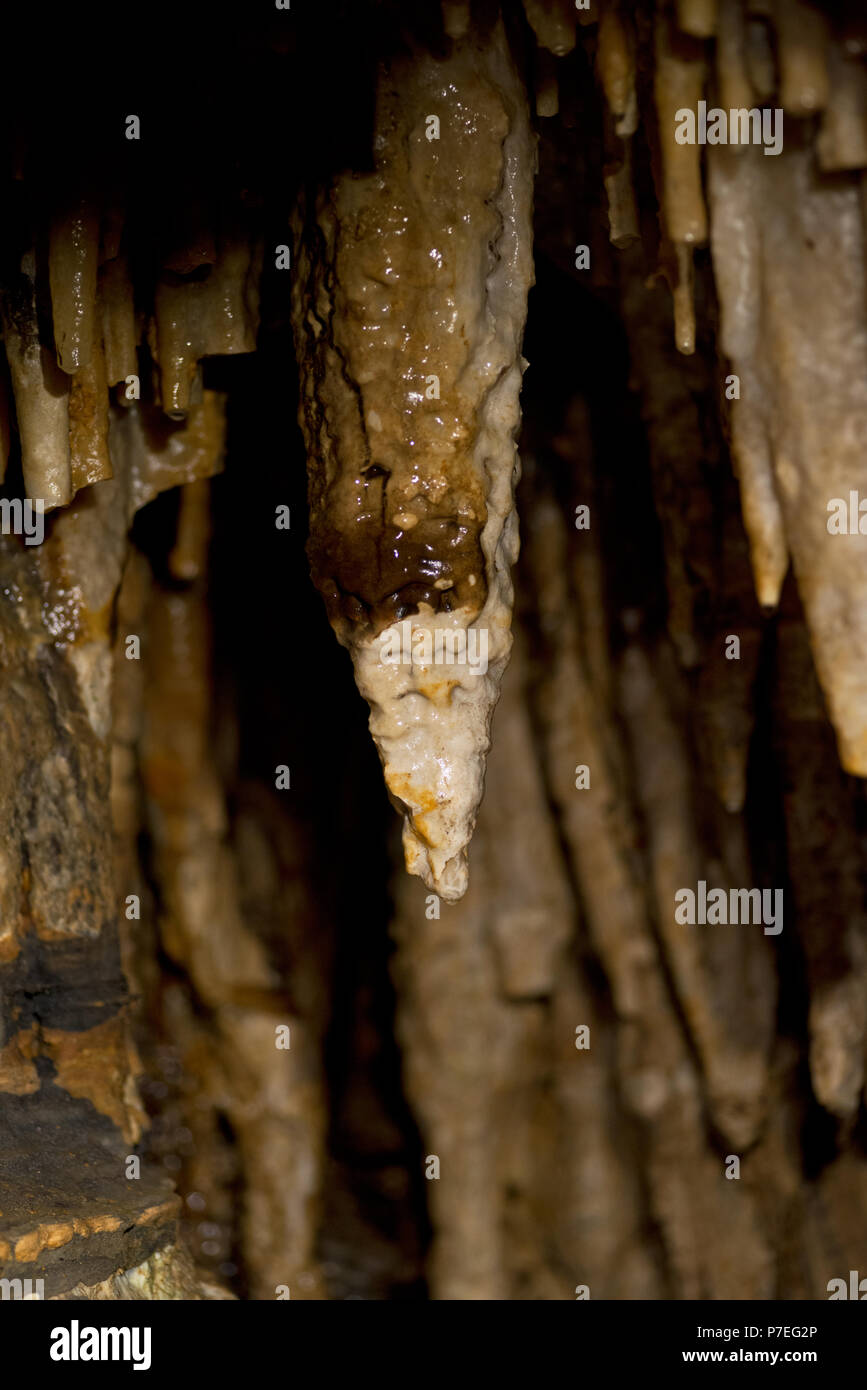 Stalactites inside Cave of the Mounds, a natural limestone cave located ...
