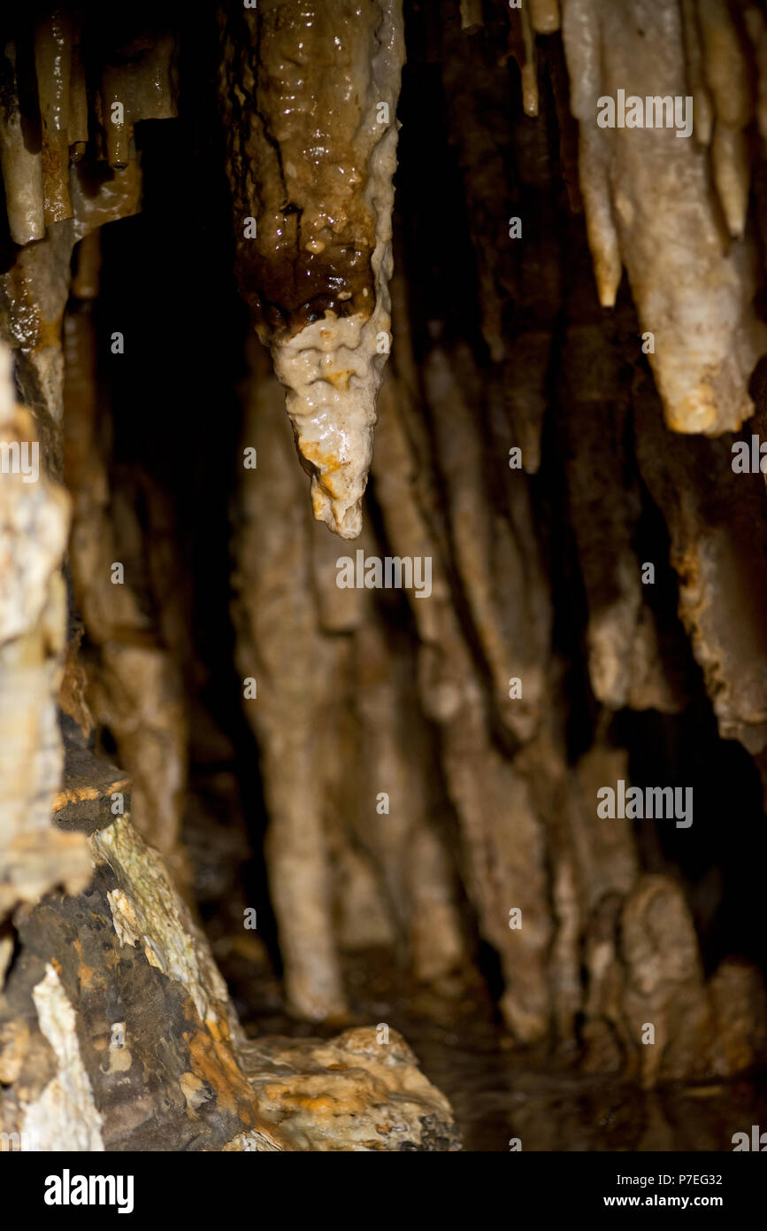 Stalactites inside Cave of the Mounds, a natural limestone cave located ...