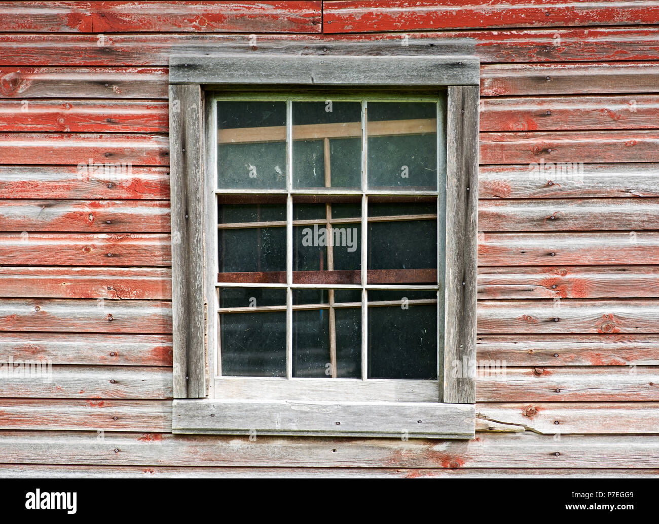Window frame with crates in the wall of an old wooden house Stock Photo ...