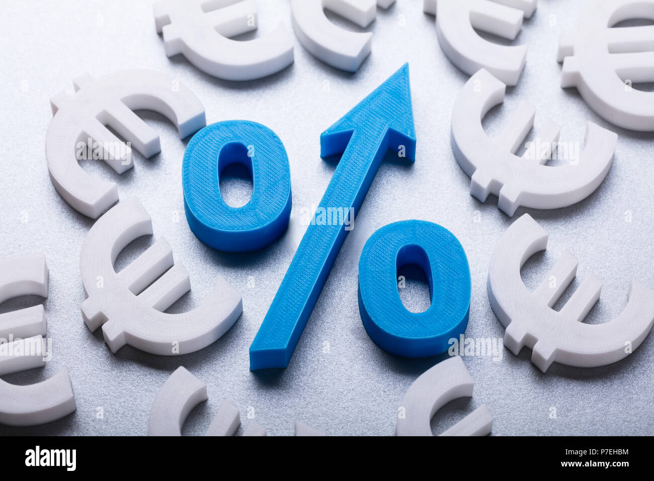 Many Euro Currency Signs Surrounding Blue Percentage Symbol Over ...