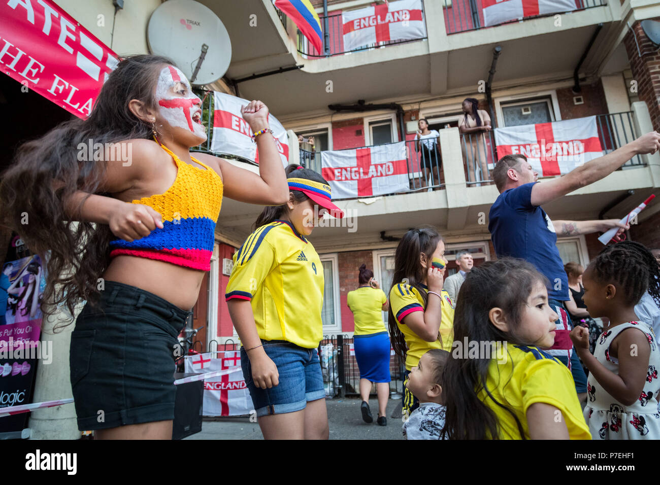 Members of London's Colombian community watch the Colombian national ...
