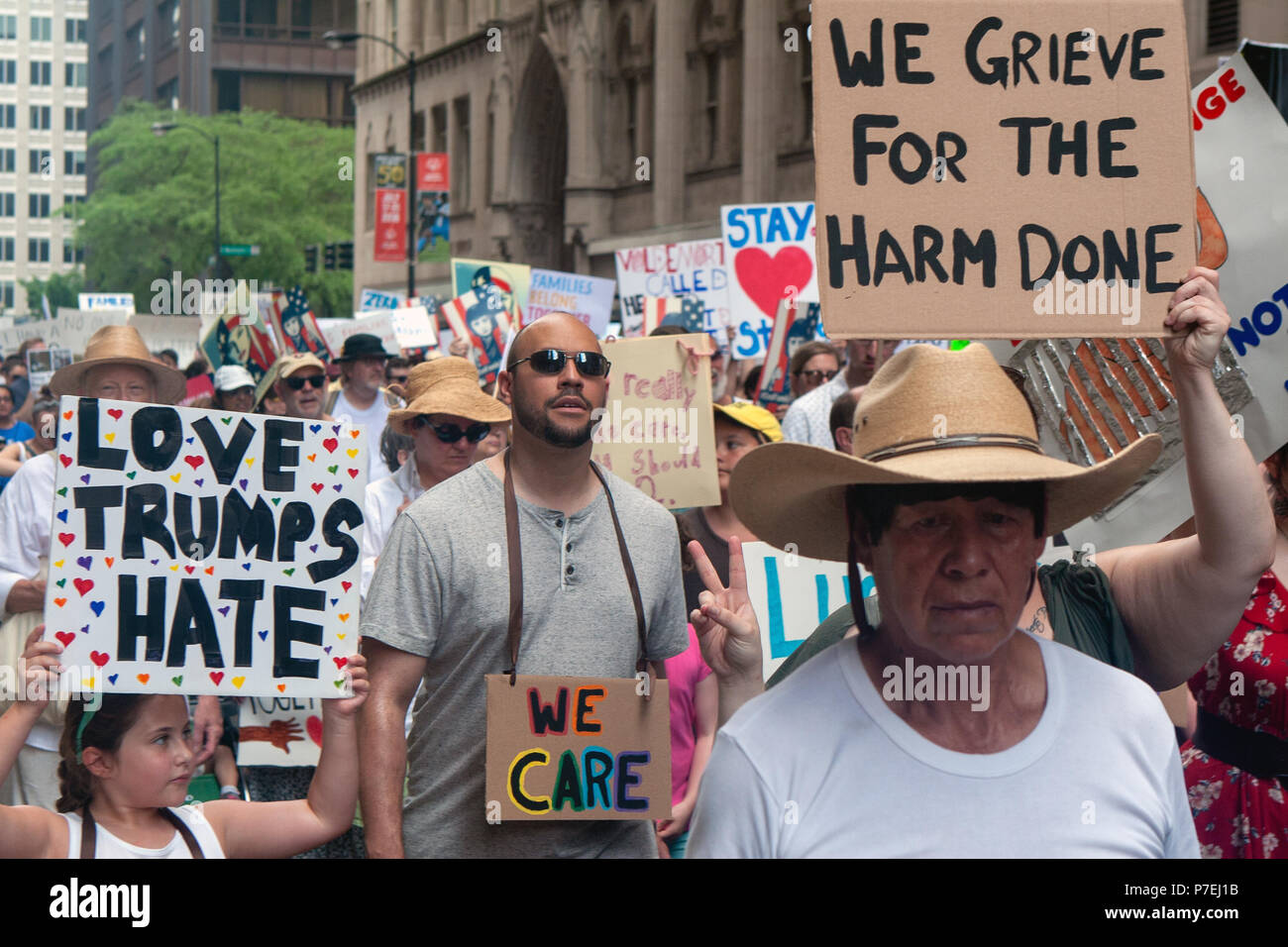 CHICAGO, ILLINOIS USA - JUNE 30, 2018: Demonstrators at the Families ...