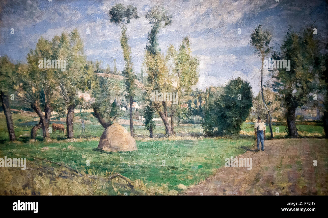 Camille Pissarro - Prairies du Valhermeil pres Pontoise (1874 Stock ...