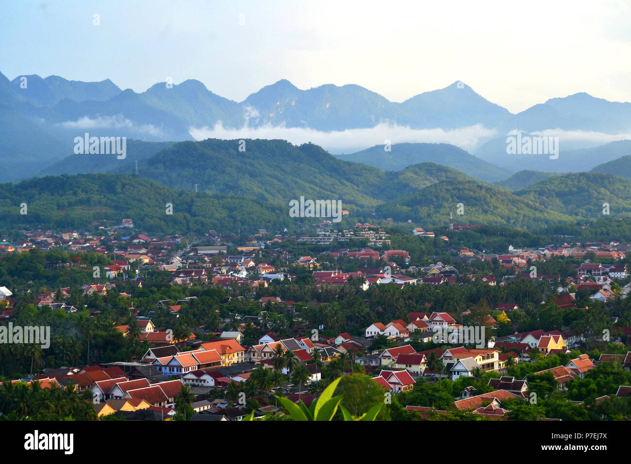 View of Luang Prabang from Mount Phousi Temple Lookout Stock Photo - Alamy