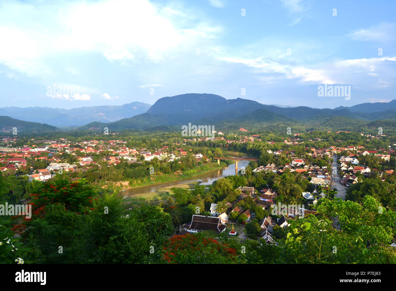 View of Luang Prabang from Mount Phousi Temple Lookout Stock Photo - Alamy