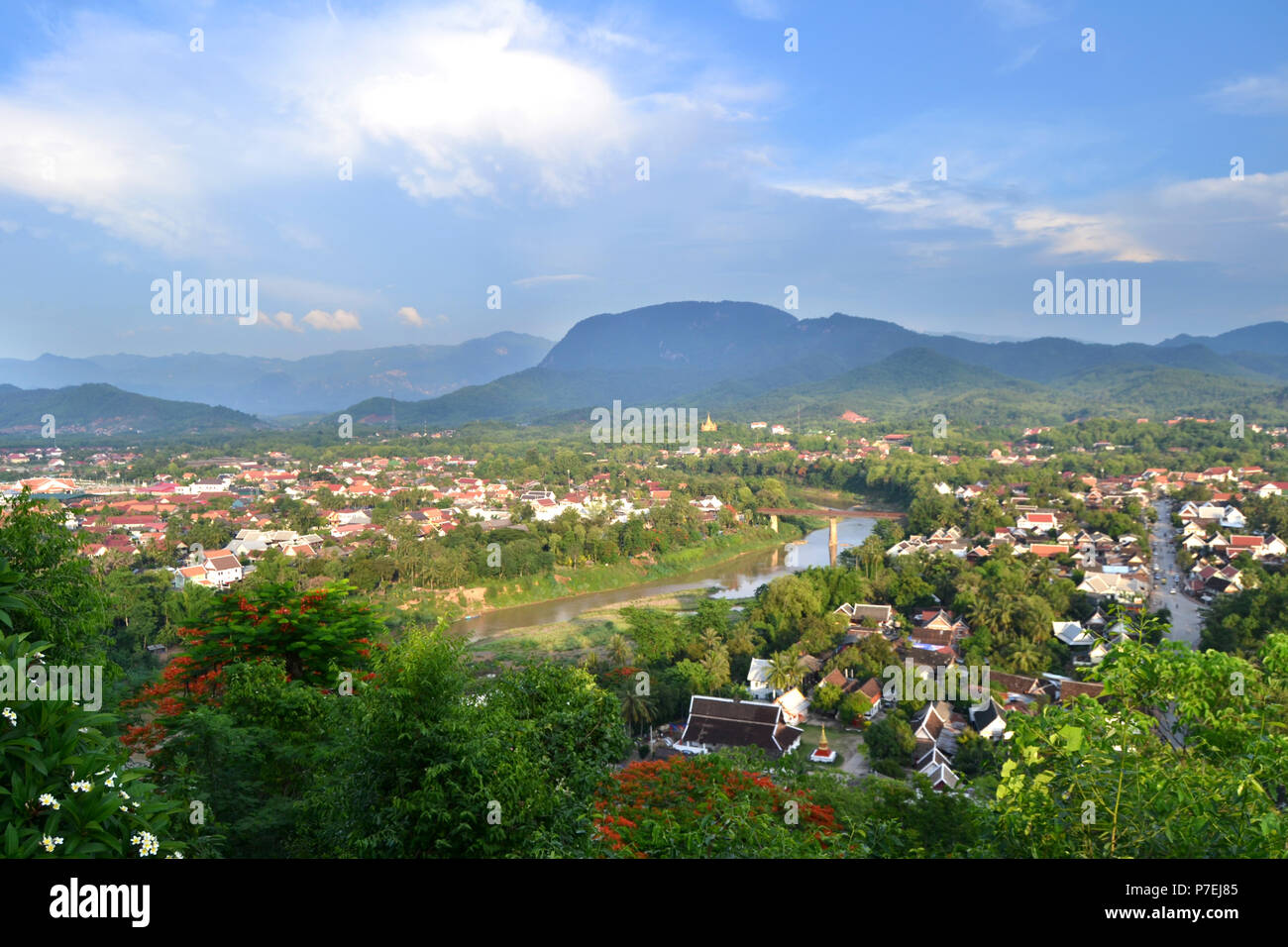 View of Luang Prabang from Mount Phousi Temple Lookout Stock Photo - Alamy