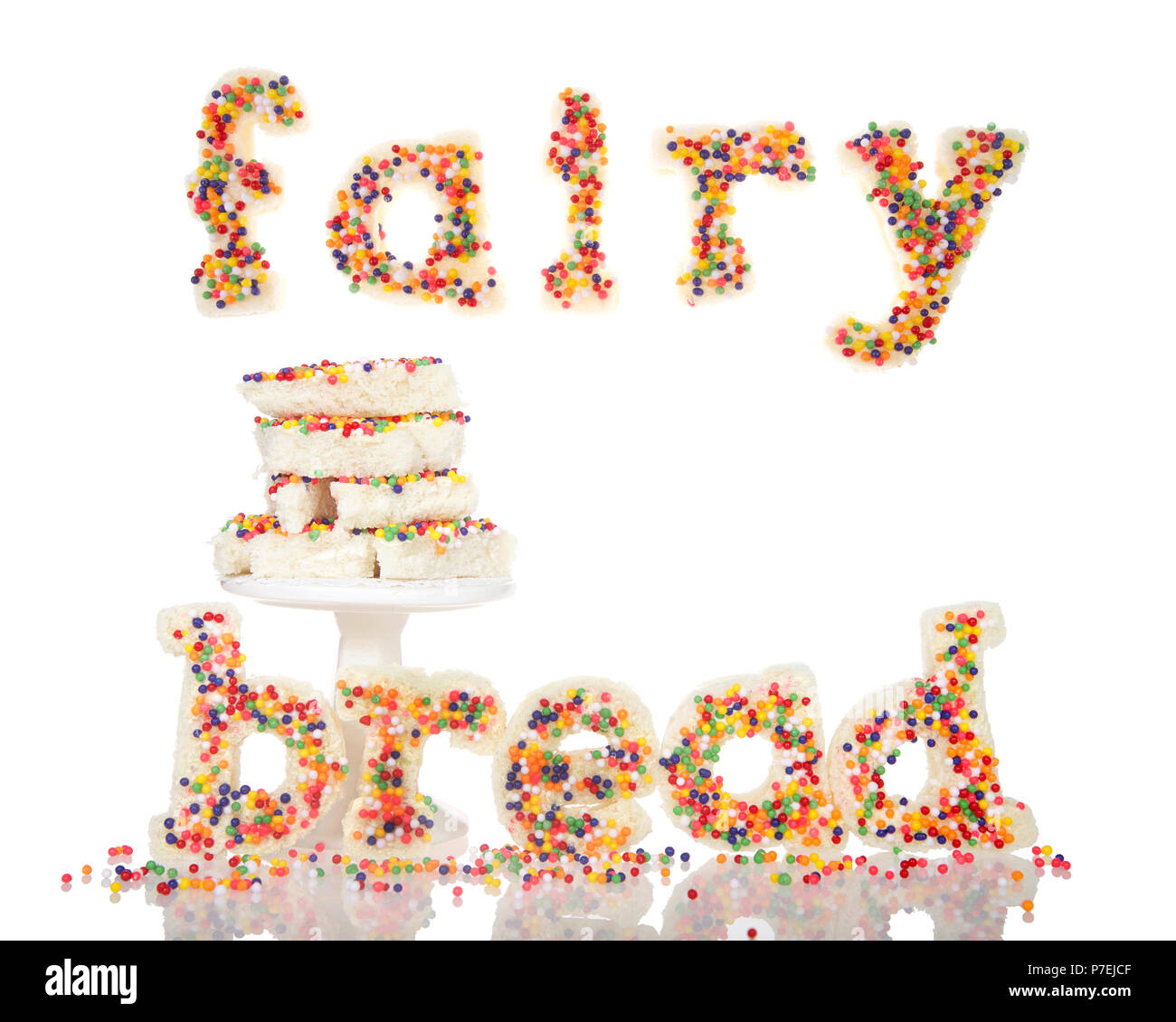 Fairy bread spelled with fairy bread isolated on white background ...