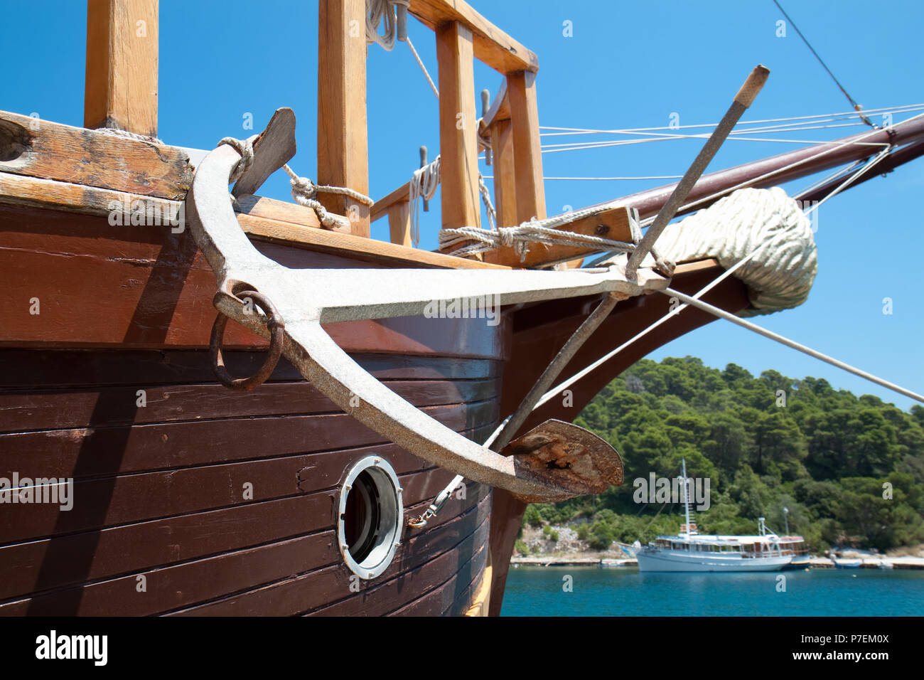 Anchor, detail of the old sailing boat , Croatia Stock Photo - Alamy