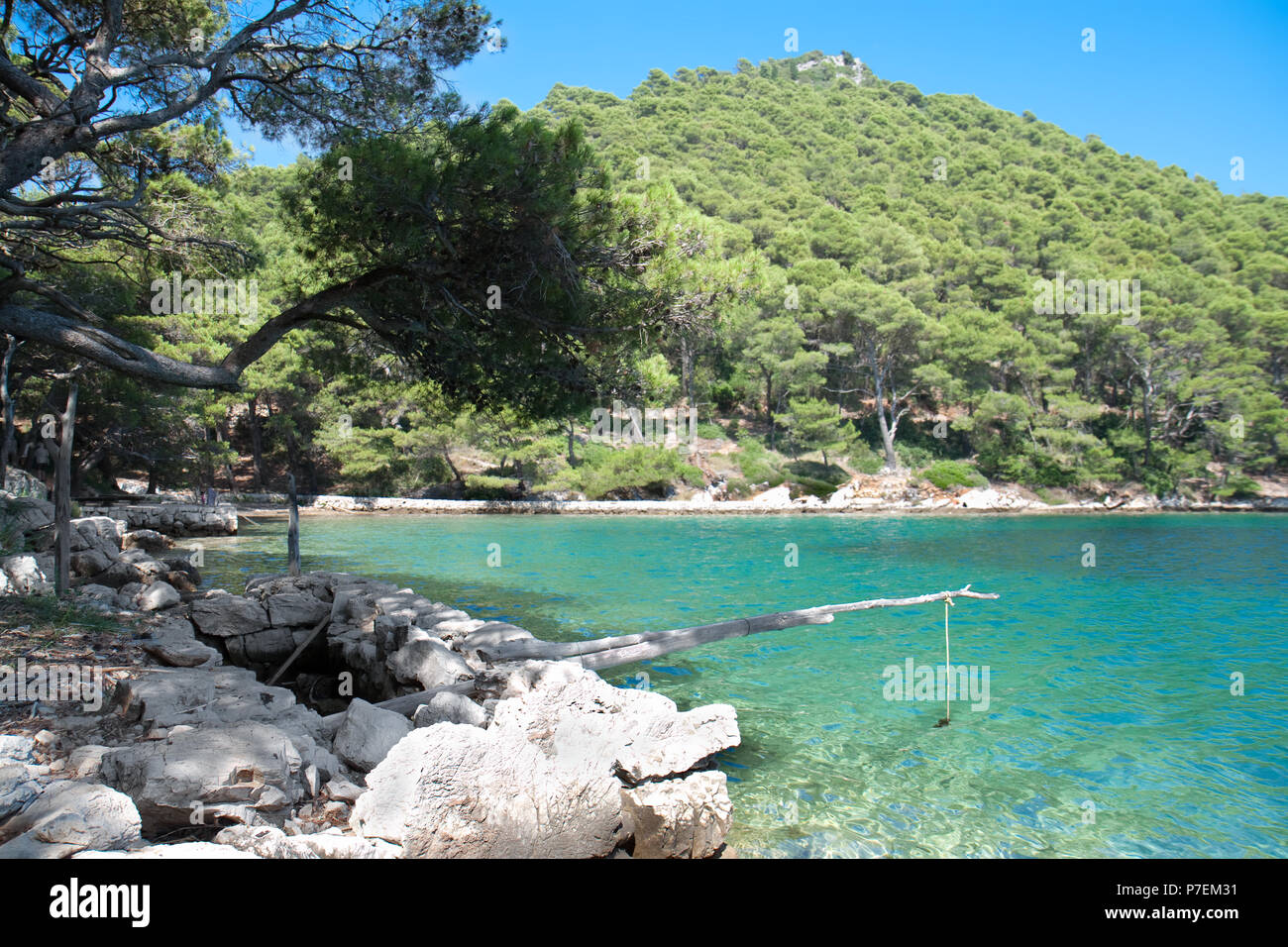 Small open water shell farm in the big lake in national park Mljet ...