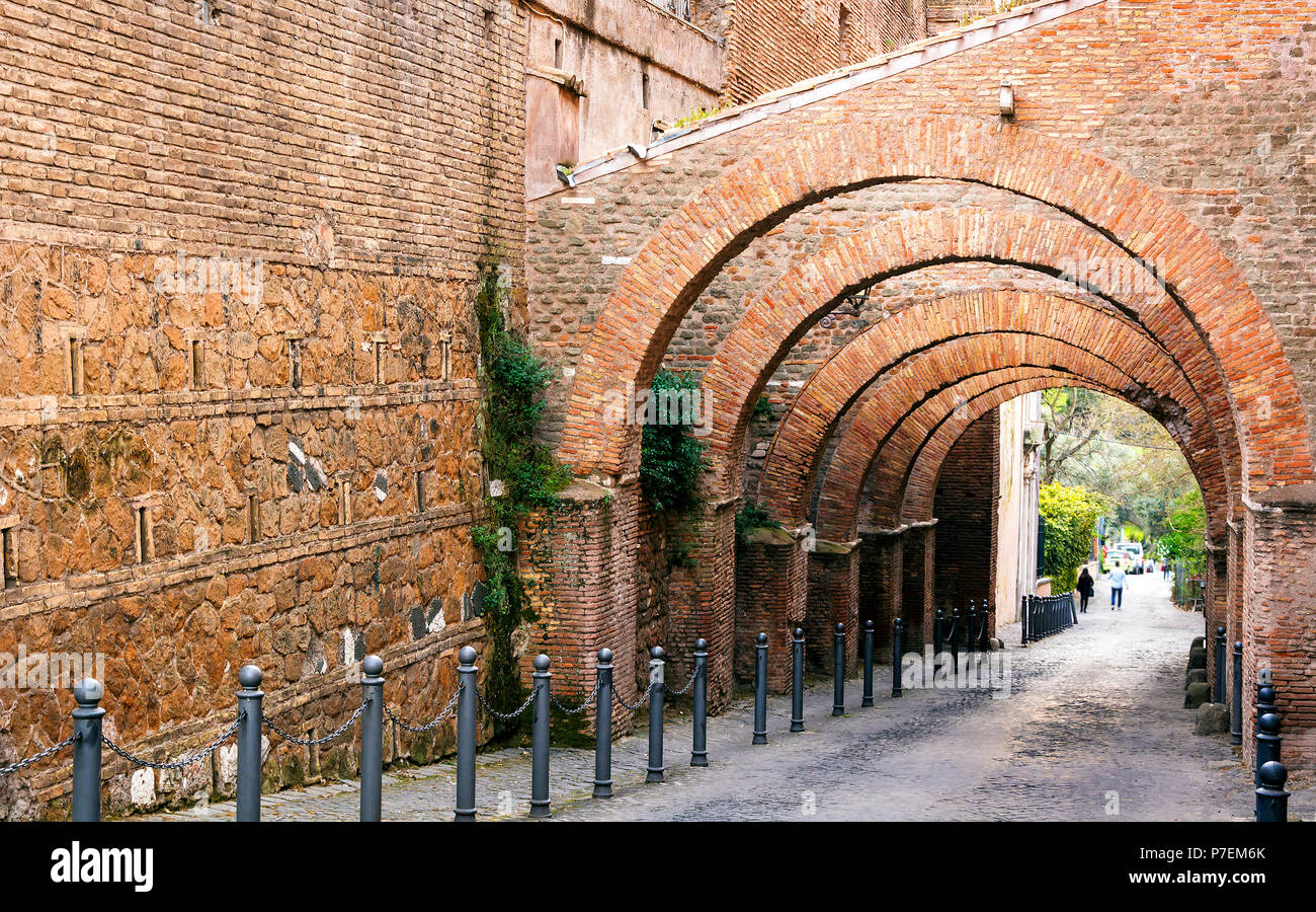 The ancient road of Clivus Scauri on Celio hill at Rome, Italy Stock ...