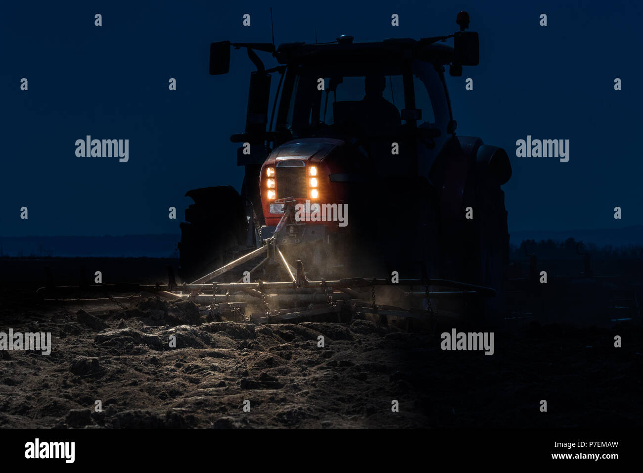 Tractor working at night hi-res stock photography and images - Alamy