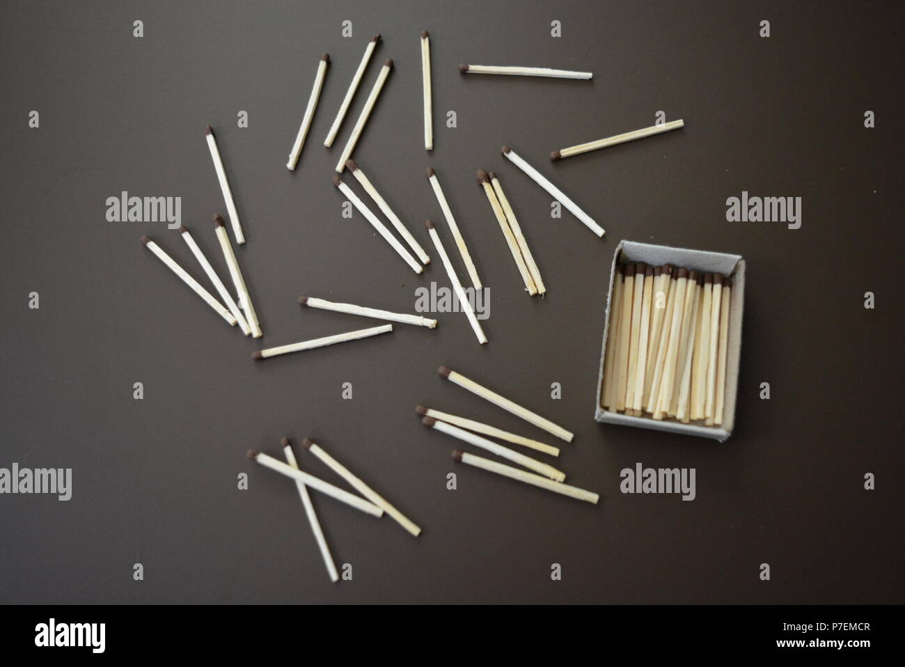 Deployed new matches around the matchbox and in the box Stock Photo - Alamy