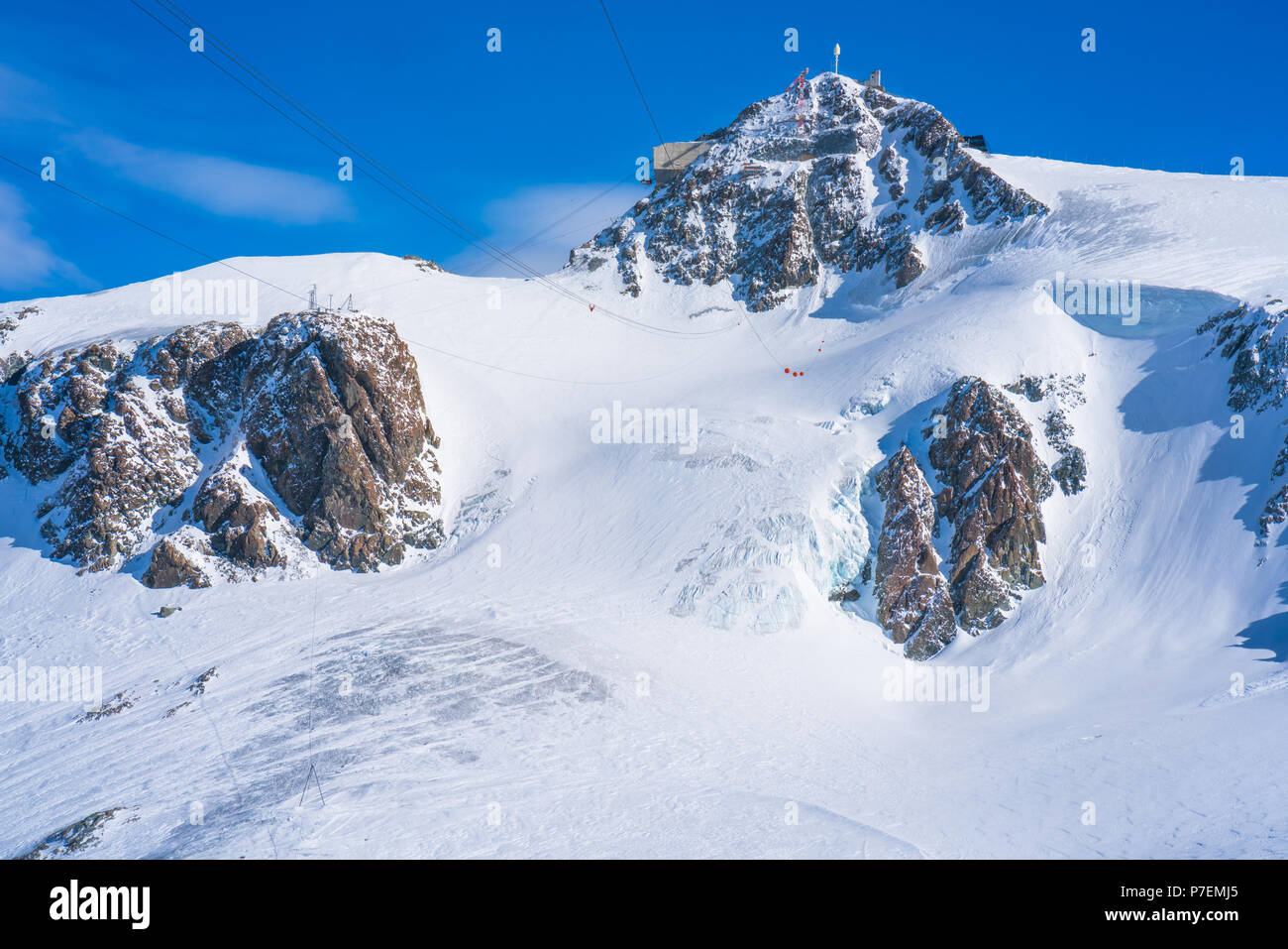 View of Italian Alps from Plateau Rosa in the winter in the Aosta ...