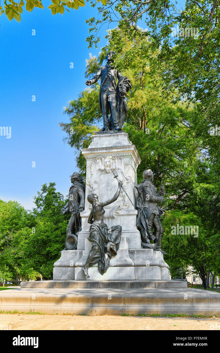 Statue of major general marquis gilbert de lafayette hi-res stock ...
