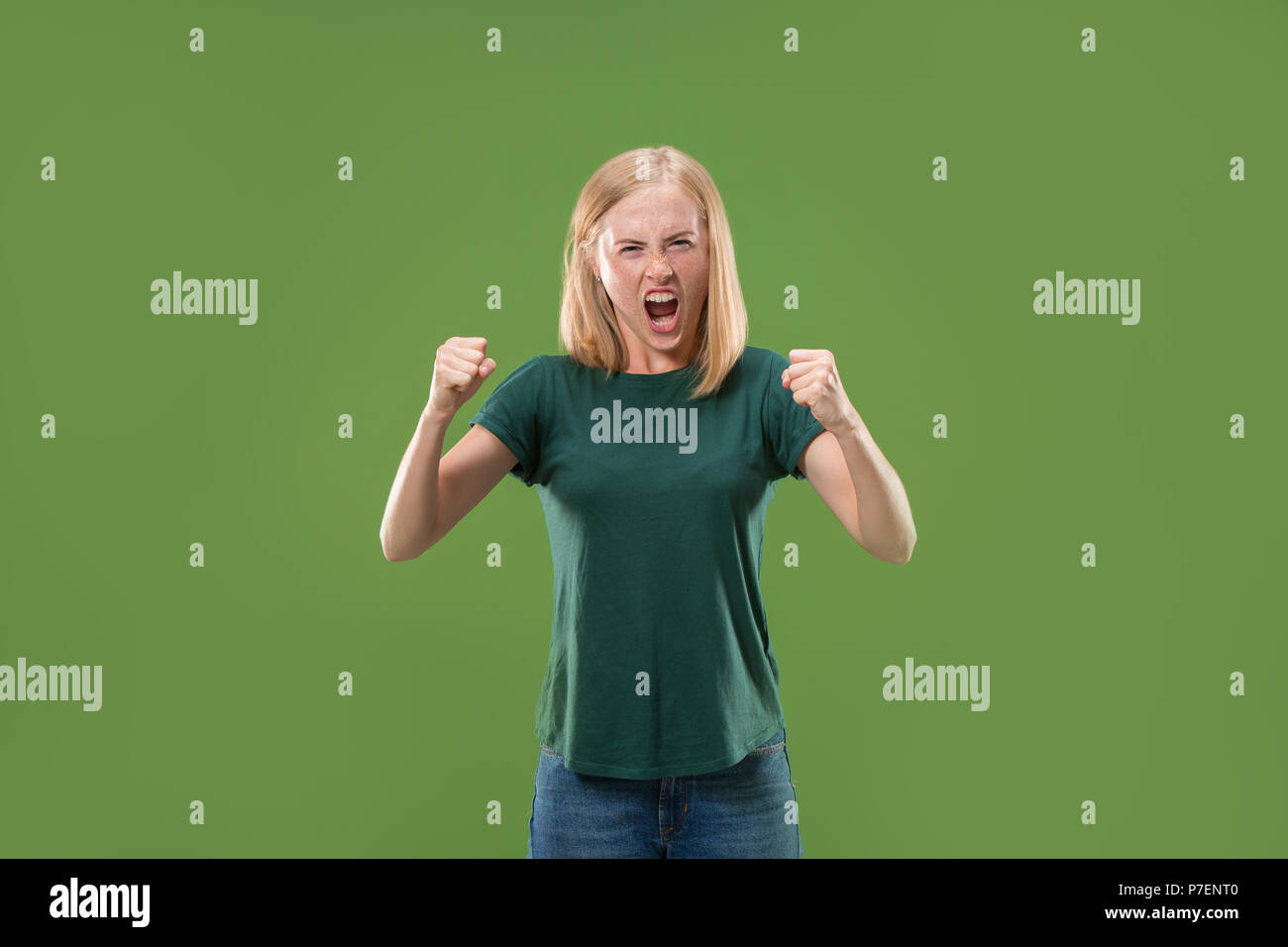 A portrait of surprised screaming woman Stock Photo - Alamy