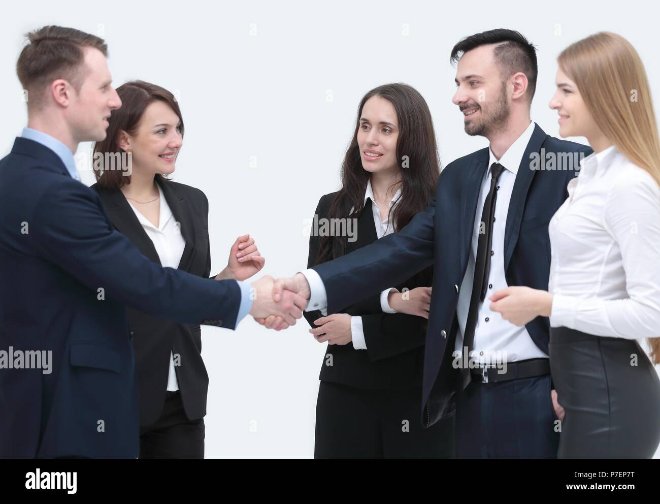 welcome and handshake business partners Stock Photo - Alamy