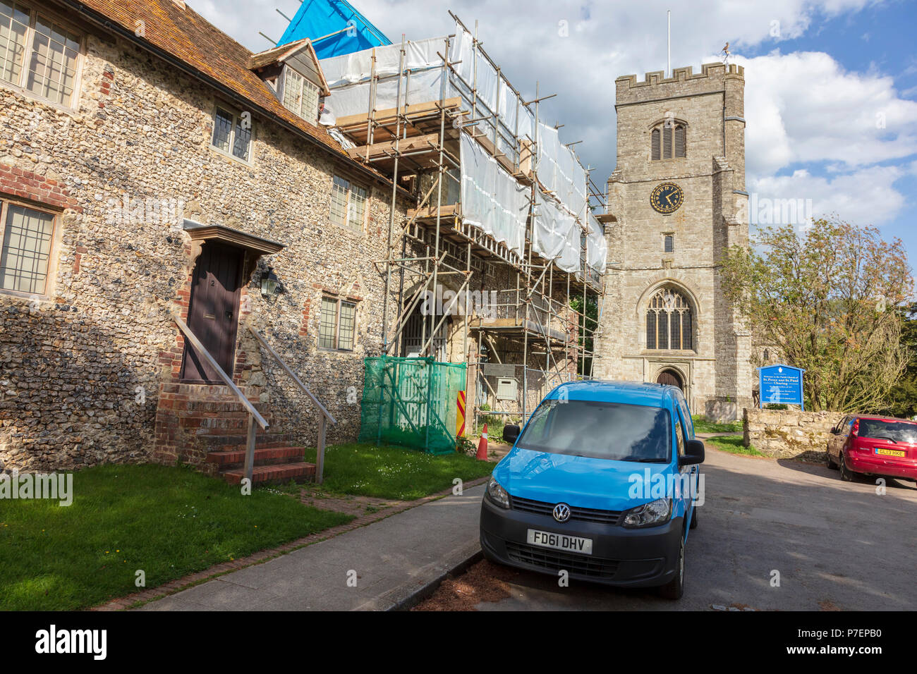 Market Place in Charing Kent, UK. Church of St Peter and St Pauls. A ...