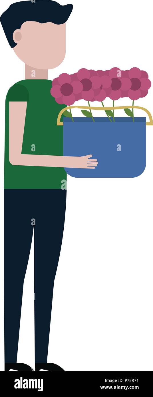 The guy carrying flowers vector illustration on white background Stock ...