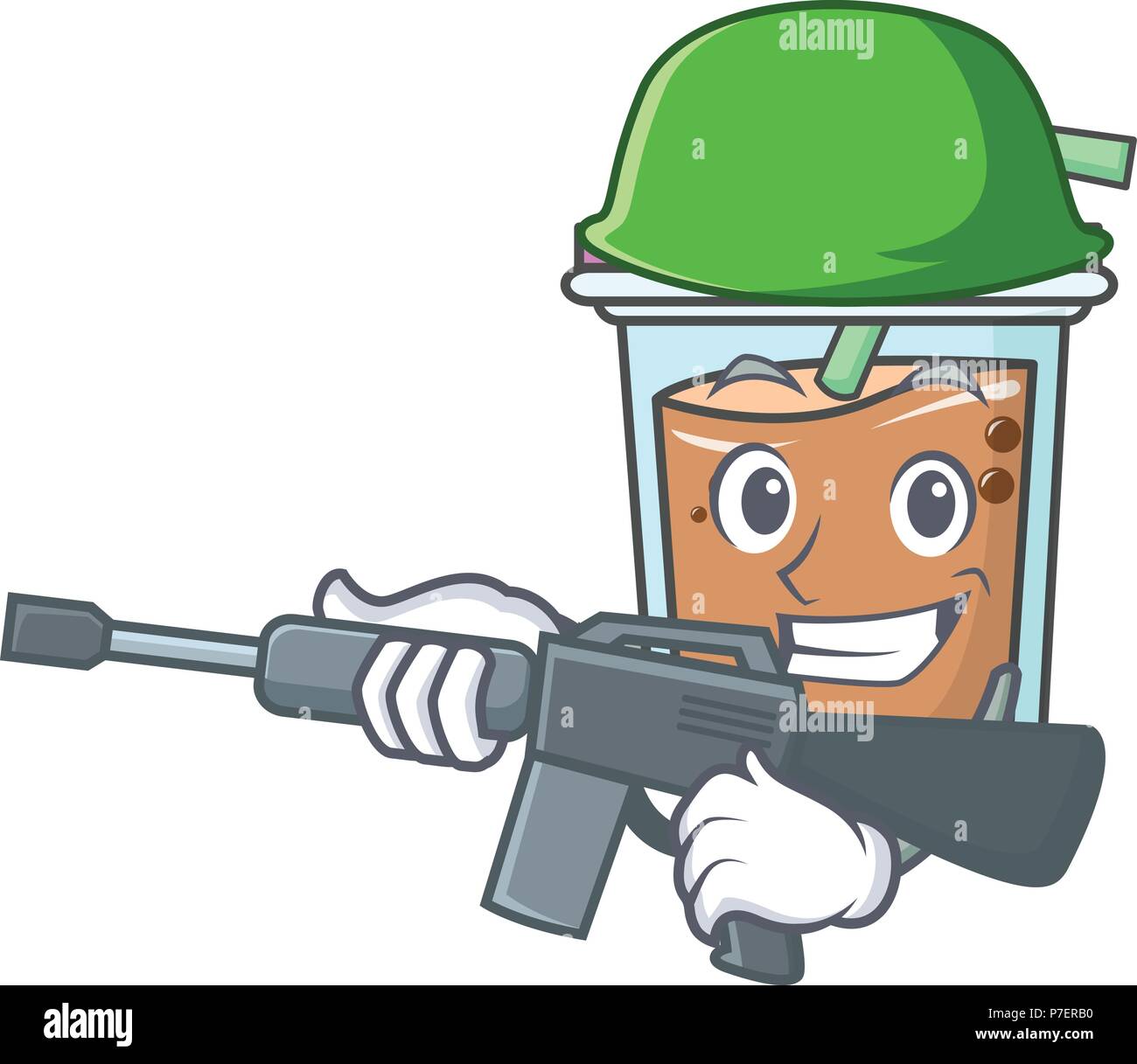 Army bubble tea character cartoon Stock Vector Image & Art - Alamy
