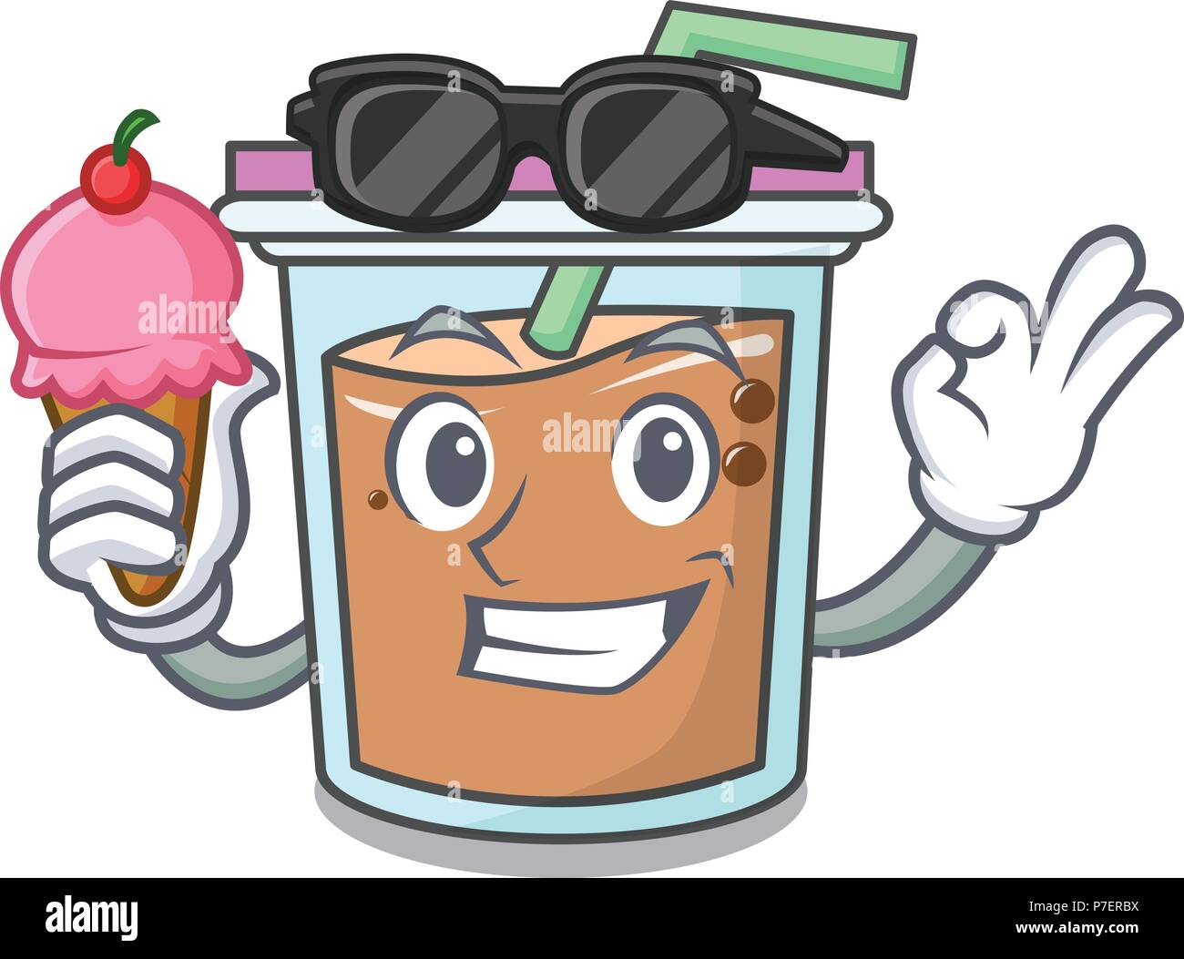 With ice cream bubble tea character cartoon Stock Vector Image & Art ...