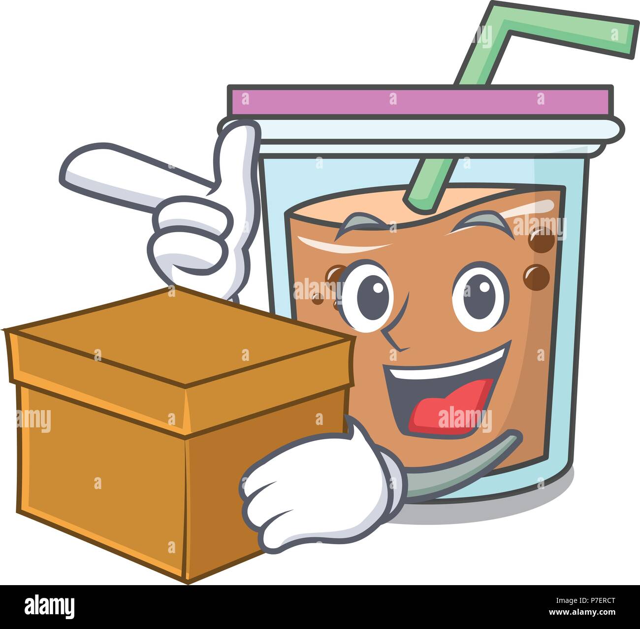 With box bubble tea character cartoon Stock Vector Image & Art - Alamy