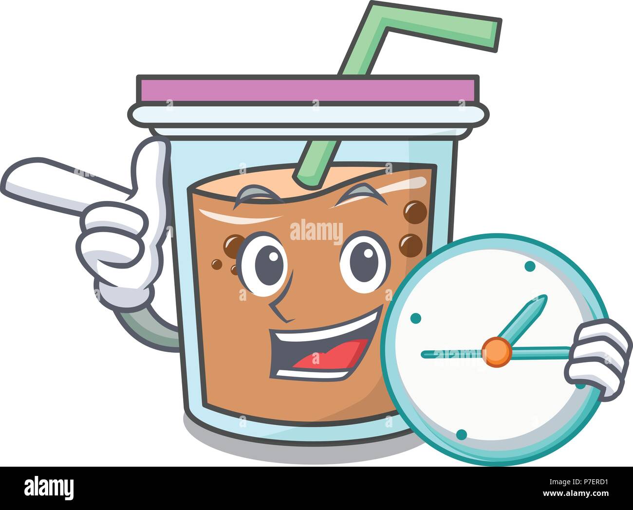 With clock bubble tea character cartoon Stock Vector Image & Art - Alamy