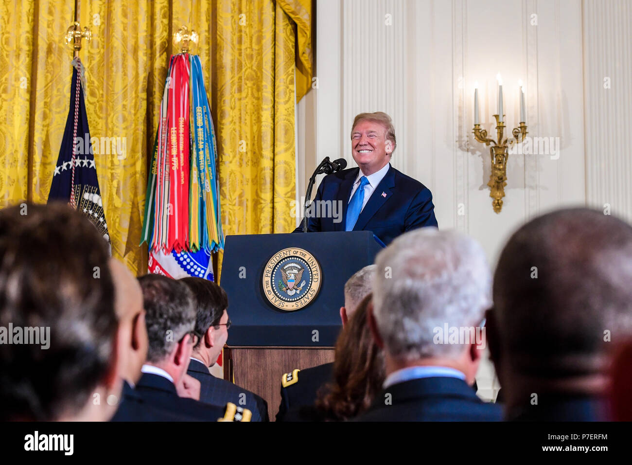 President Donald J. Trump gives his remarks during the Medal of Honor ...