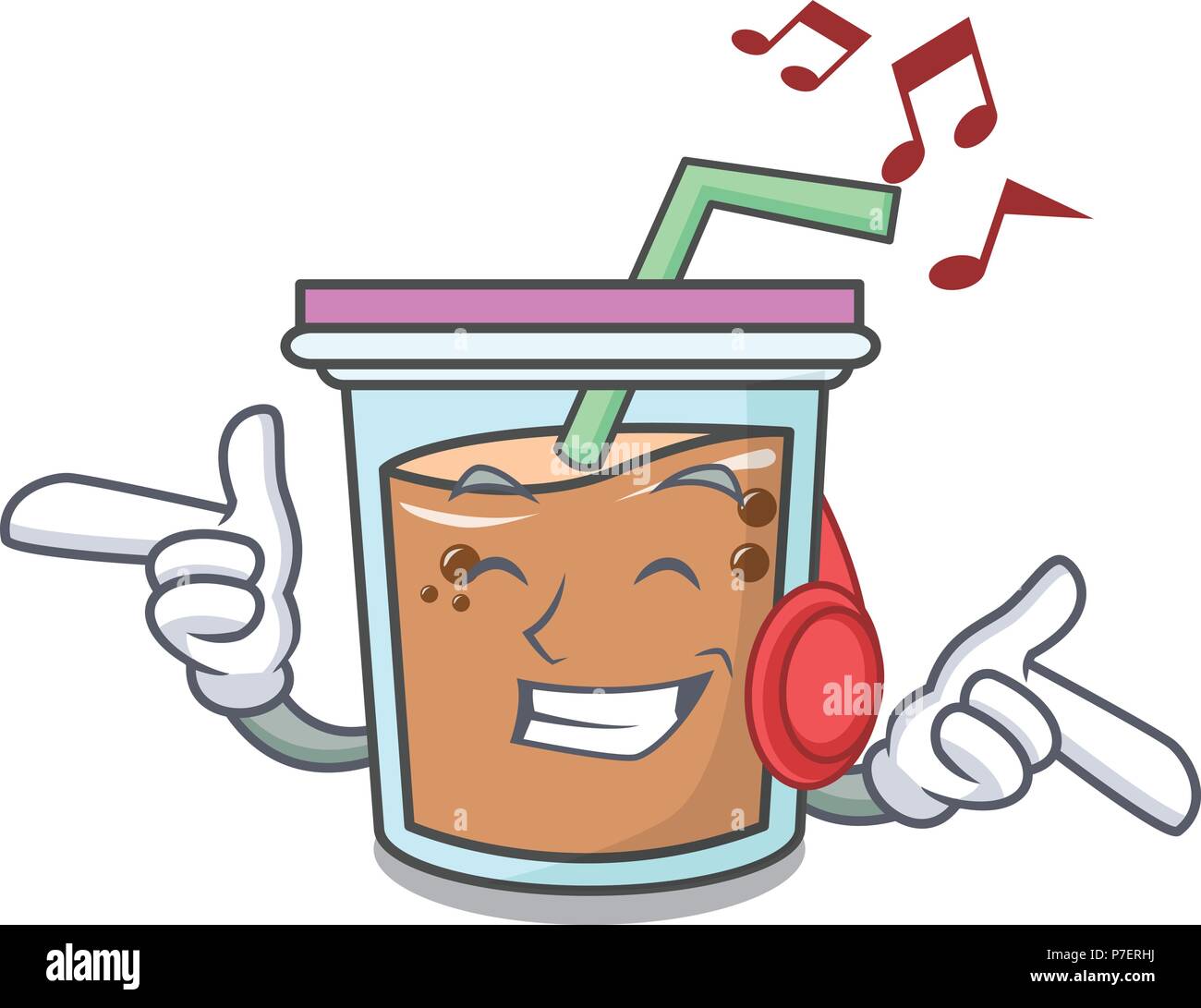 Listening music bubble tea mascot cartoon Stock Vector Image & Art - Alamy