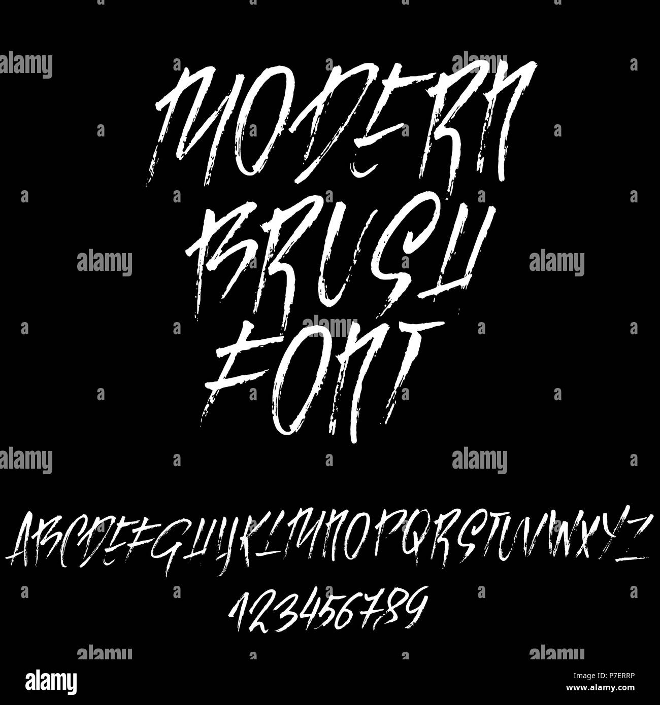 Hand drawn dry brush lettering. Grunge style alphabet. Handwritten font ...