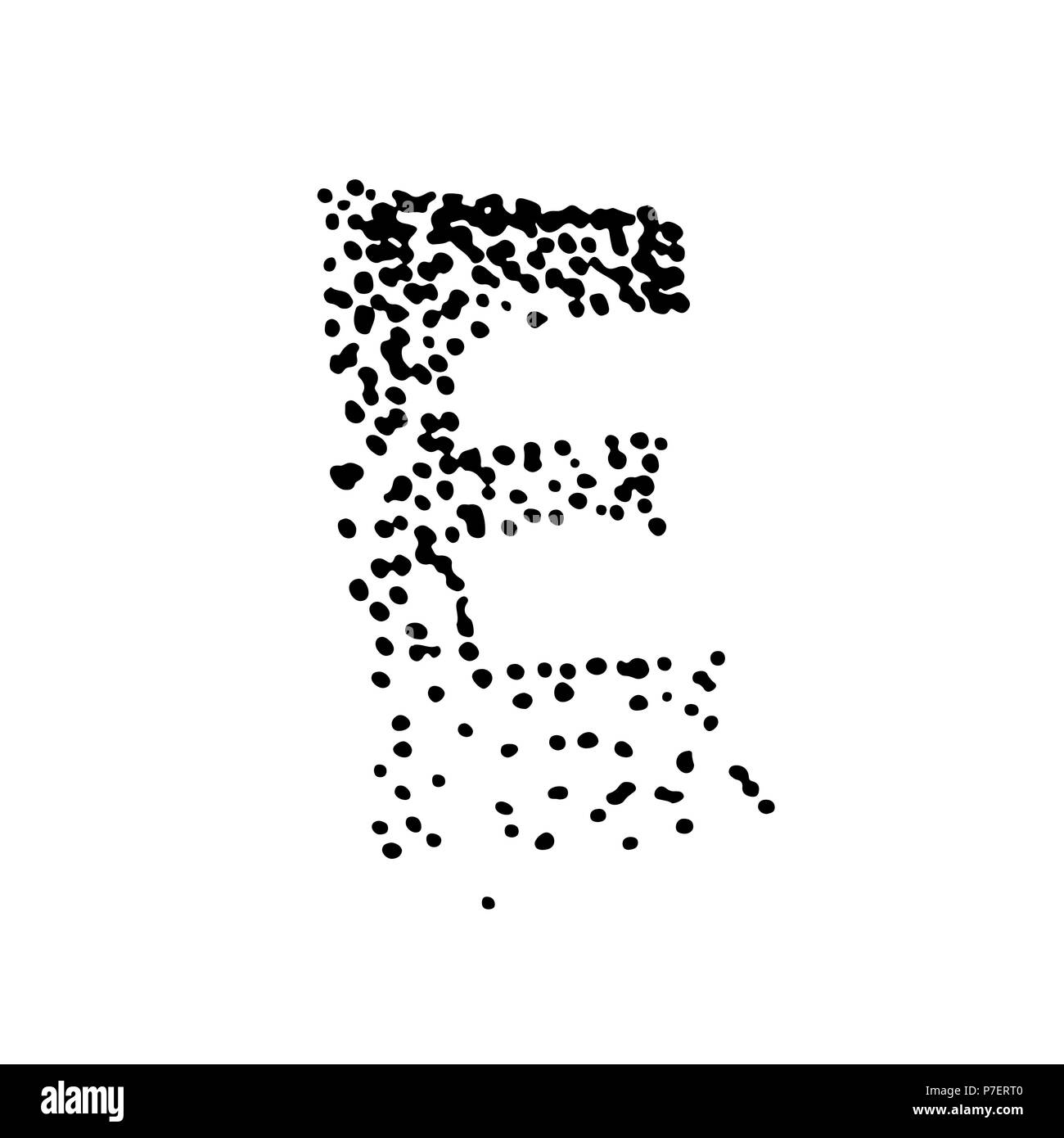 E. Point consisting letter. Modern hand drawn lettering. Vector ...